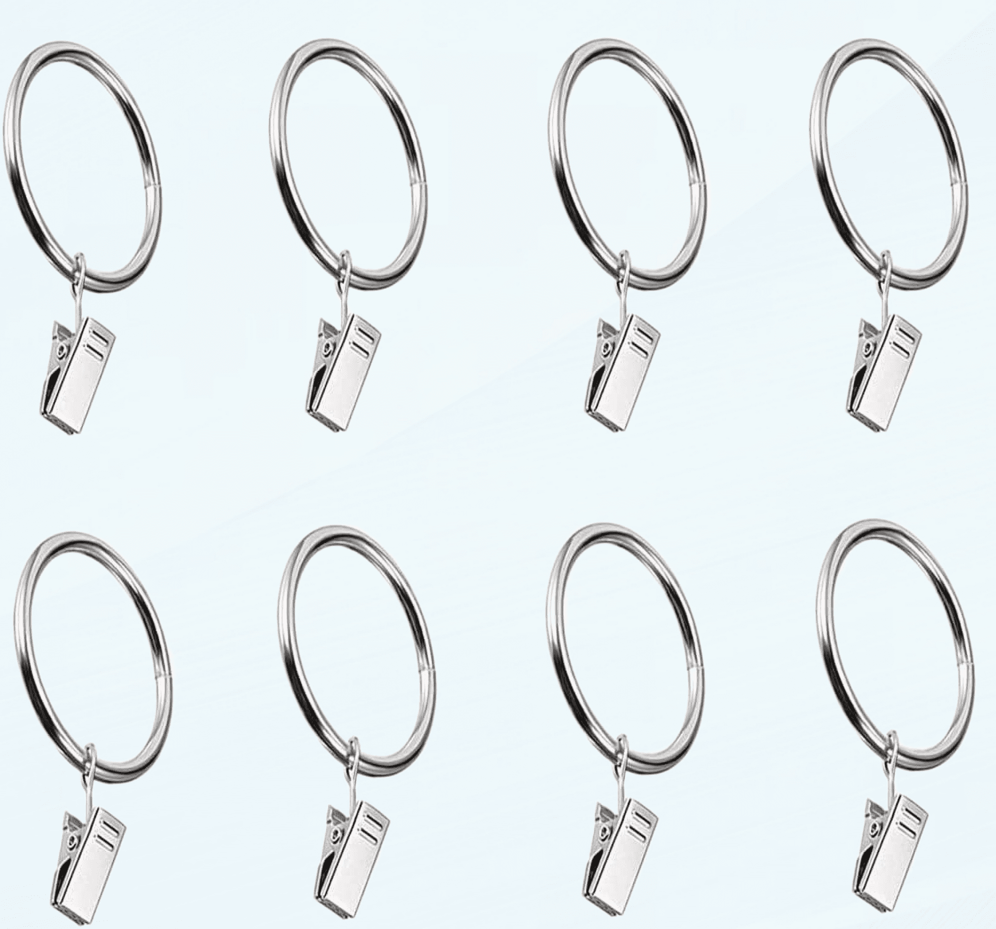 25 Pack Curtain Clip Rings with 1 Inch Interior Diameter Metal Drapery ...
