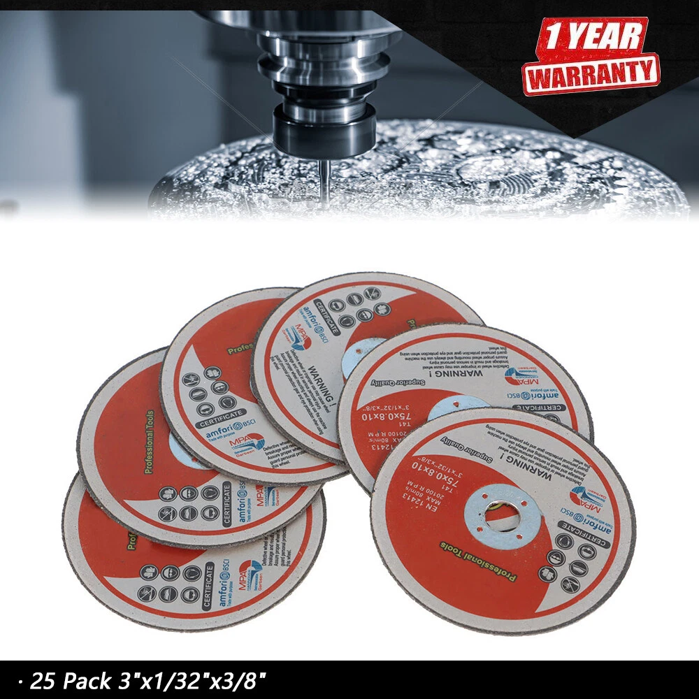 25 Pack Cut Off Wheels 3"X1/32"X3/8" Die Grinder Metal Cutting Disc New ...
