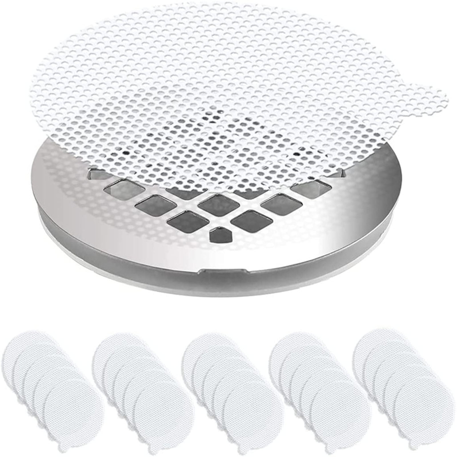 25-Pack Disposable Shower Drain Hair Catcher Stickers, 9cm Round Mesh ...