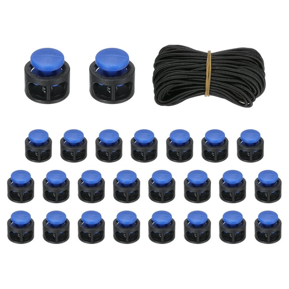 25 Pack Double Hole Cord Locks with 32.8 ft Elastic Cord, 14mm Nylon ...