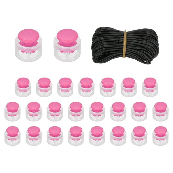 25 Pack Double Hole Cord Locks with 32.8 ft Elastic Cord, 14mm Nylon ...