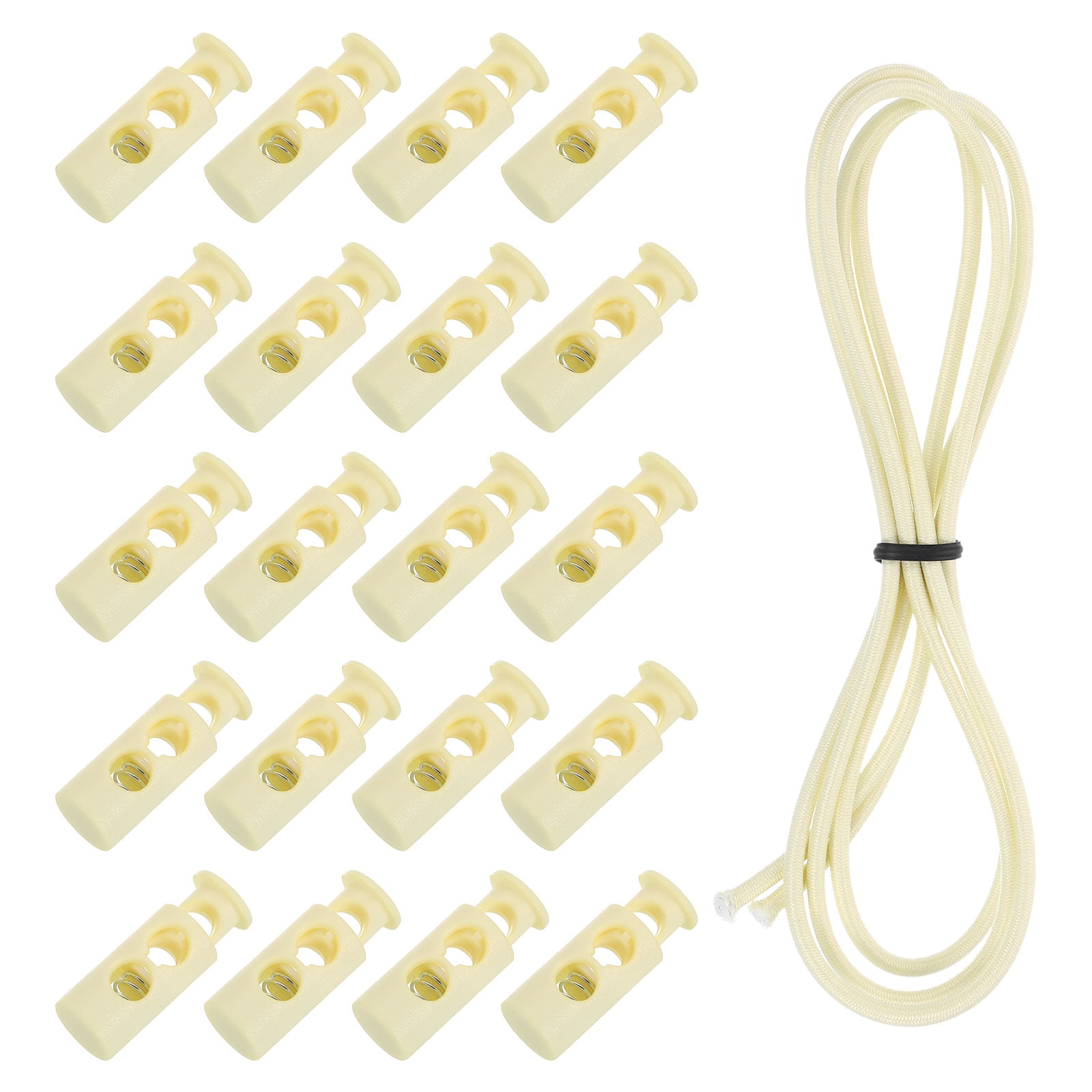 25 Pack Double Hole Cord Locks with Elastic Cord, Beige - Walmart.com