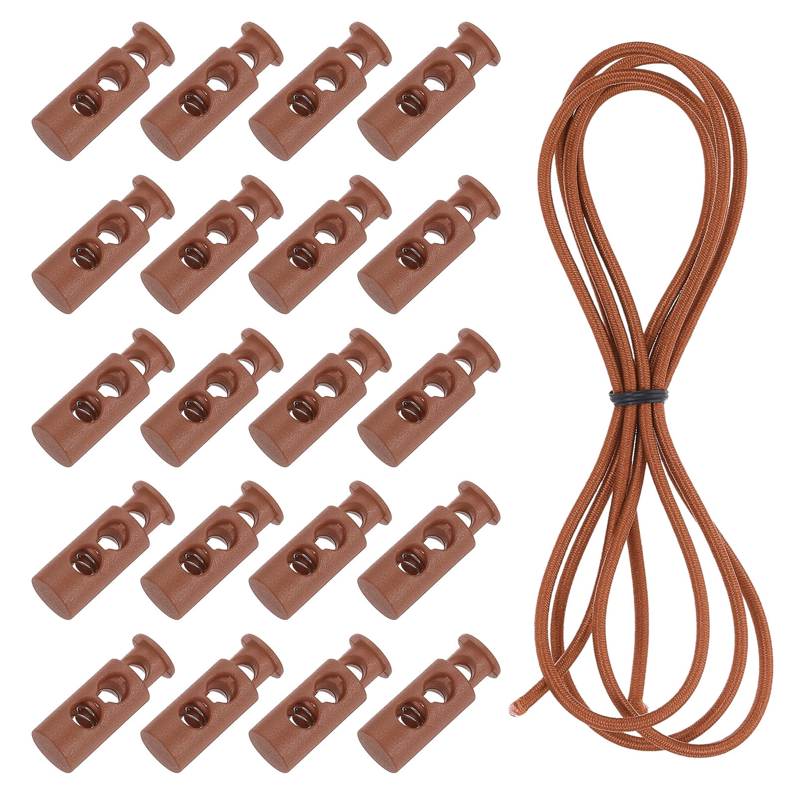25 Pack Double Hole Cord Locks with Elastic Cord, Camel - Walmart.com