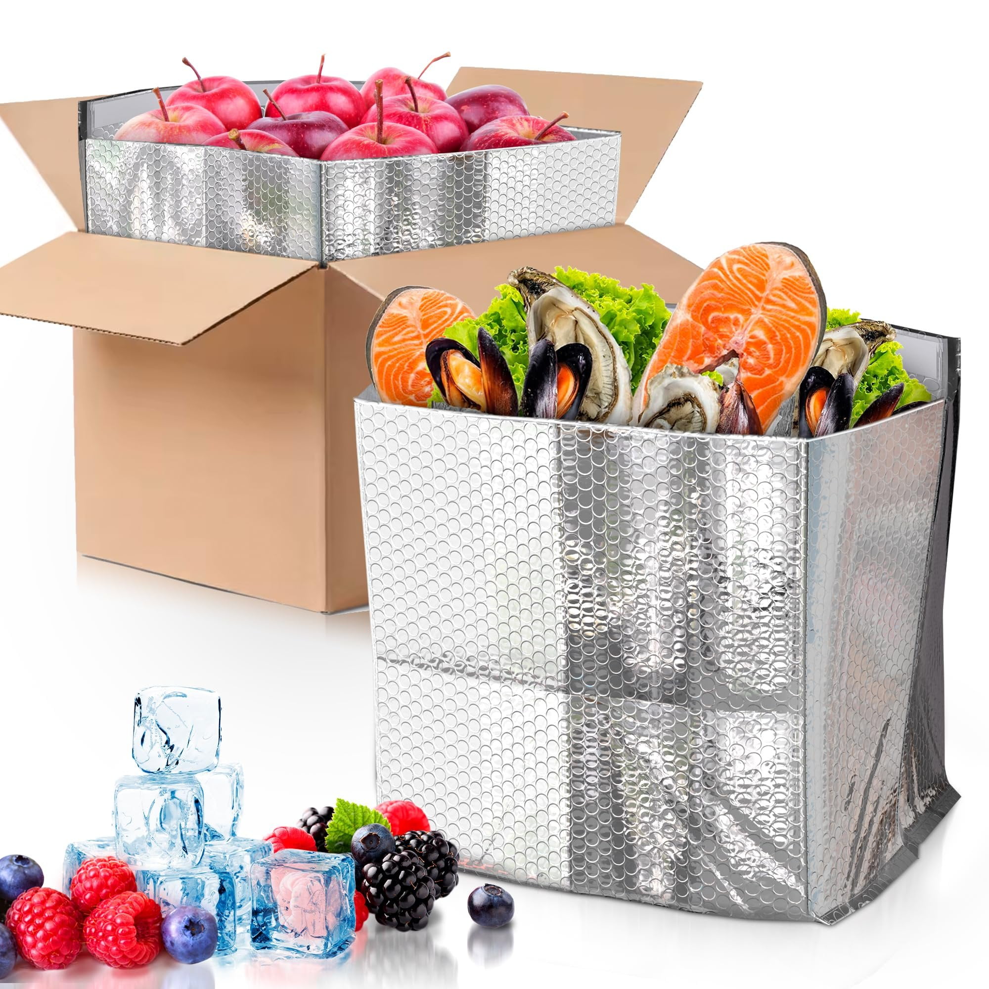 25 Pack Double Layer Foil Insulated Box Liners 12 x 12 x 5.5 inches ...