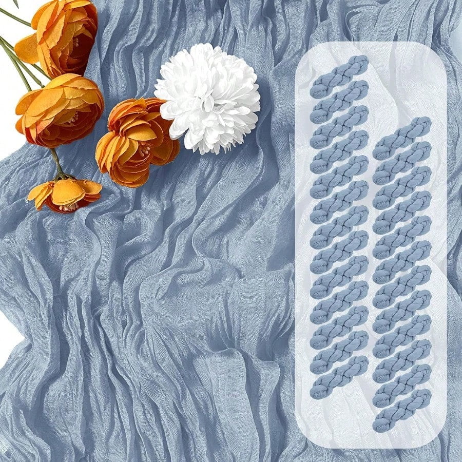 25 Pack Dusty Blue Cheesecloth Table Runner 17 x 108 Inch Gauze Table ...