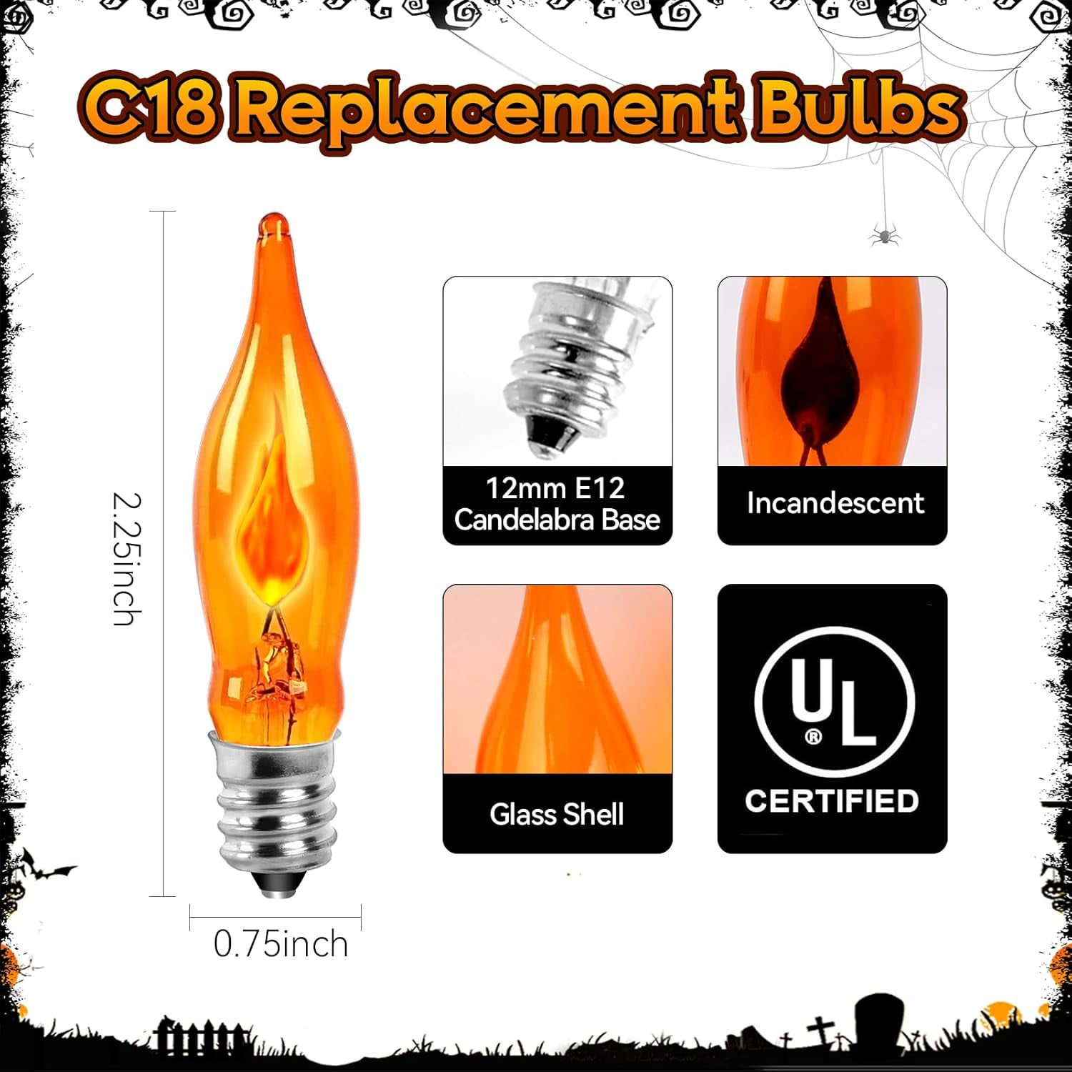 25-Pack Frosted Flame Light Bulbs, E12 Candelabra Base with Soft ...