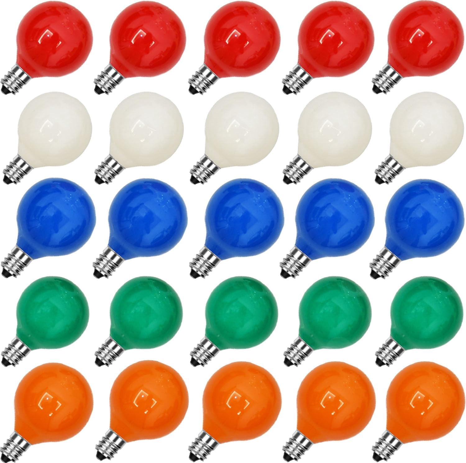 25 Pack G40 Multicolor Ceramic Replacement Lights Bulbs, Christmas ...