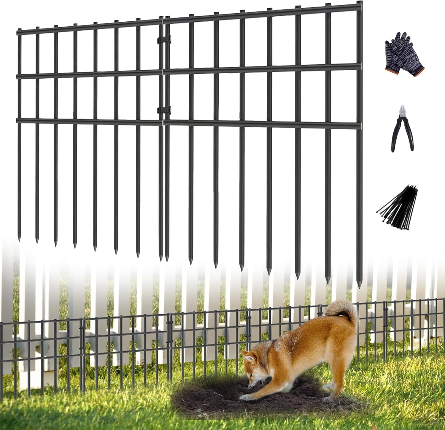 25 Pack Garden Animal Barrier Fence, 17in (H) X 27ft (L) No Dig Fence ...