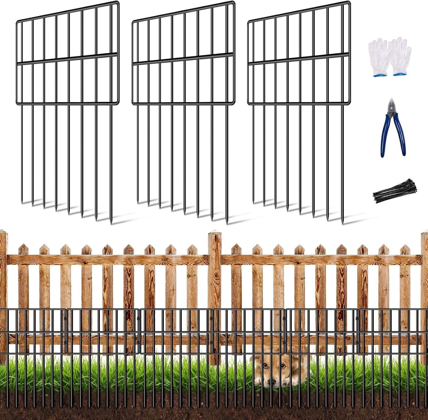 25 Pack Garden Animal Barrier Fence, 17in(H) x27ft(L) No Dig Decorative ...