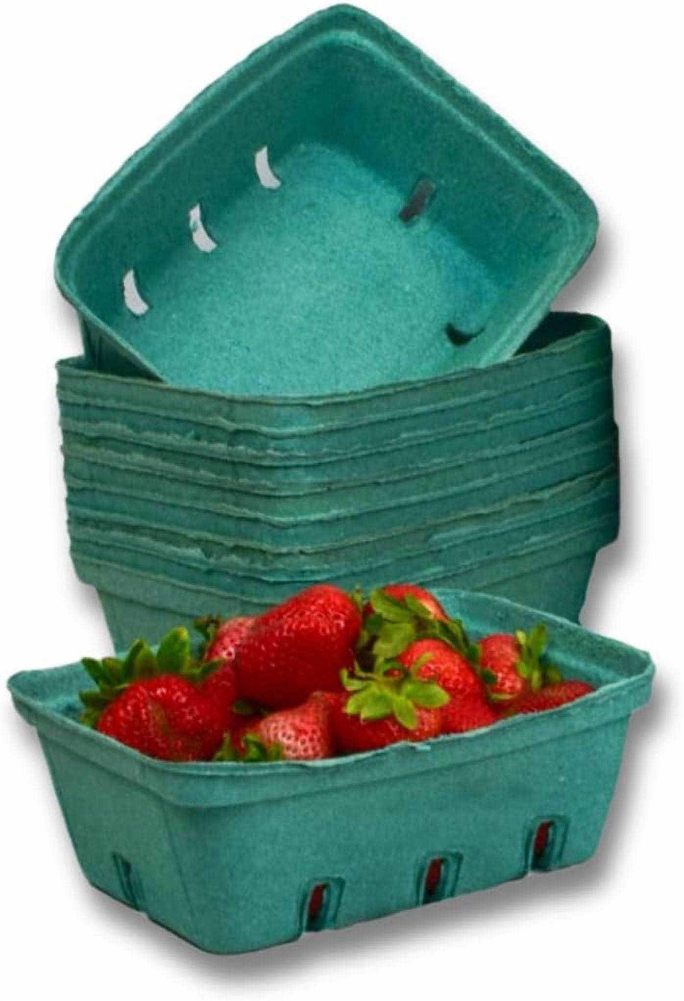 25 Pack Green Molded Pulp Fiber Berry/Produce 1.5 Quart Basket - Large ...