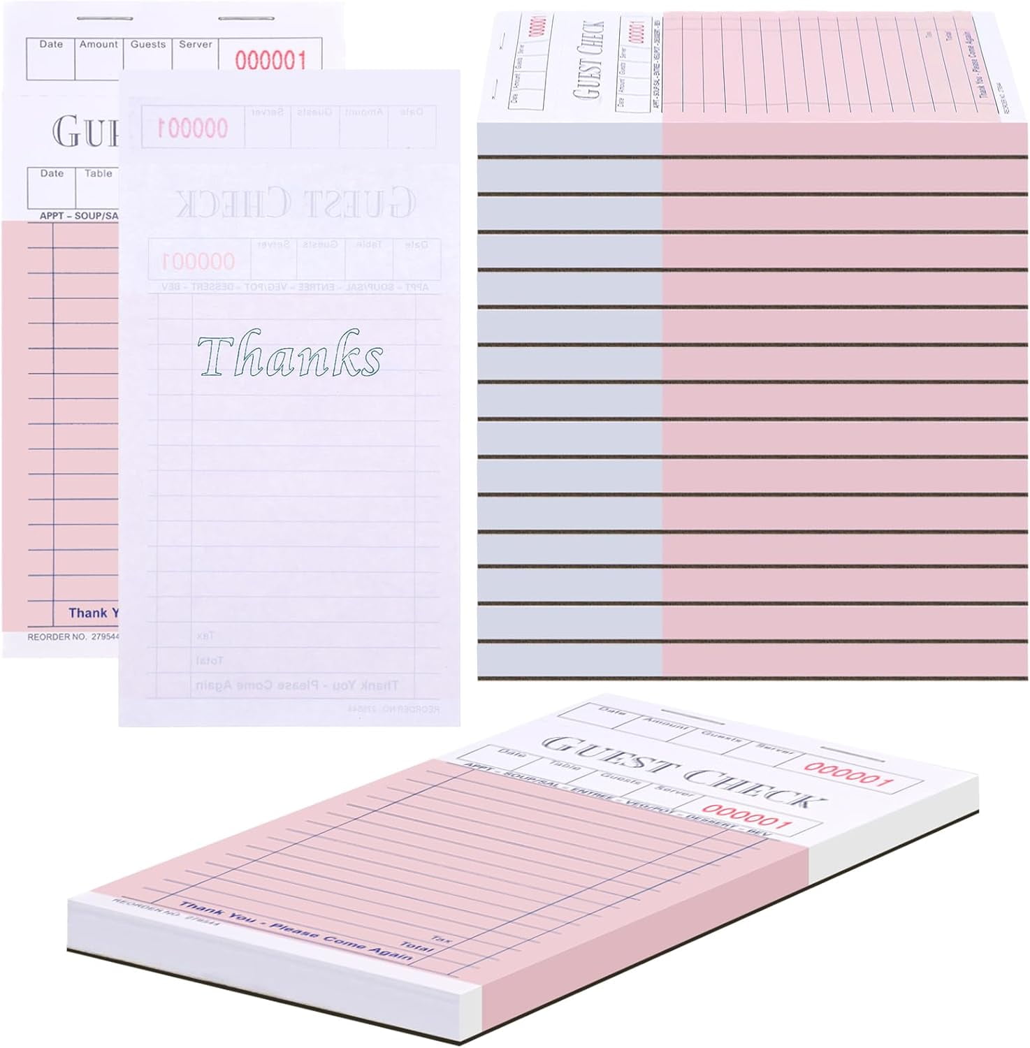 25 Pack Guest Checks Book Waitress Notepad for Restaurants Order Pad ...