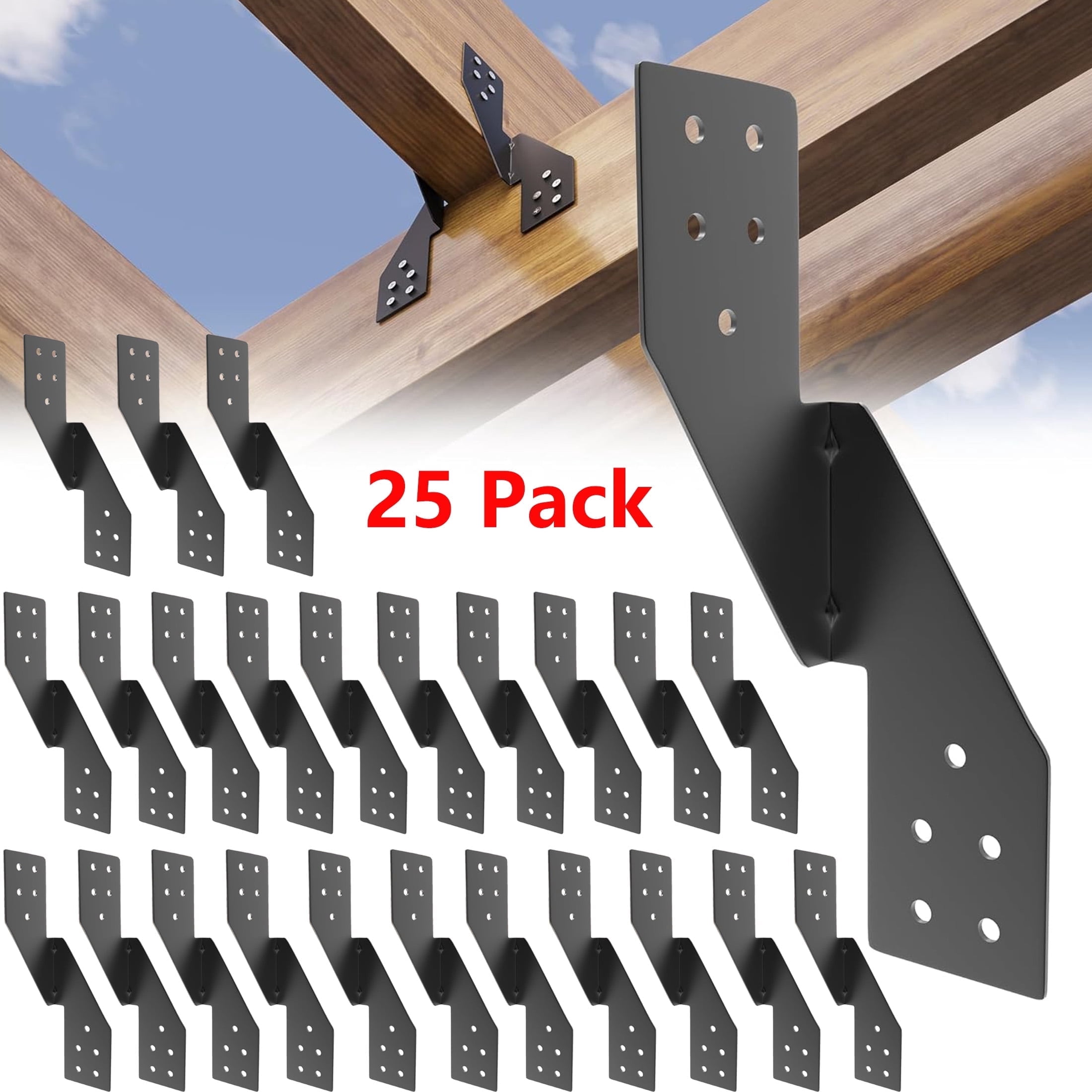 25 Pack H2.5A Strong Hurricane Ties, Black Hurricane Straps Brackets ...