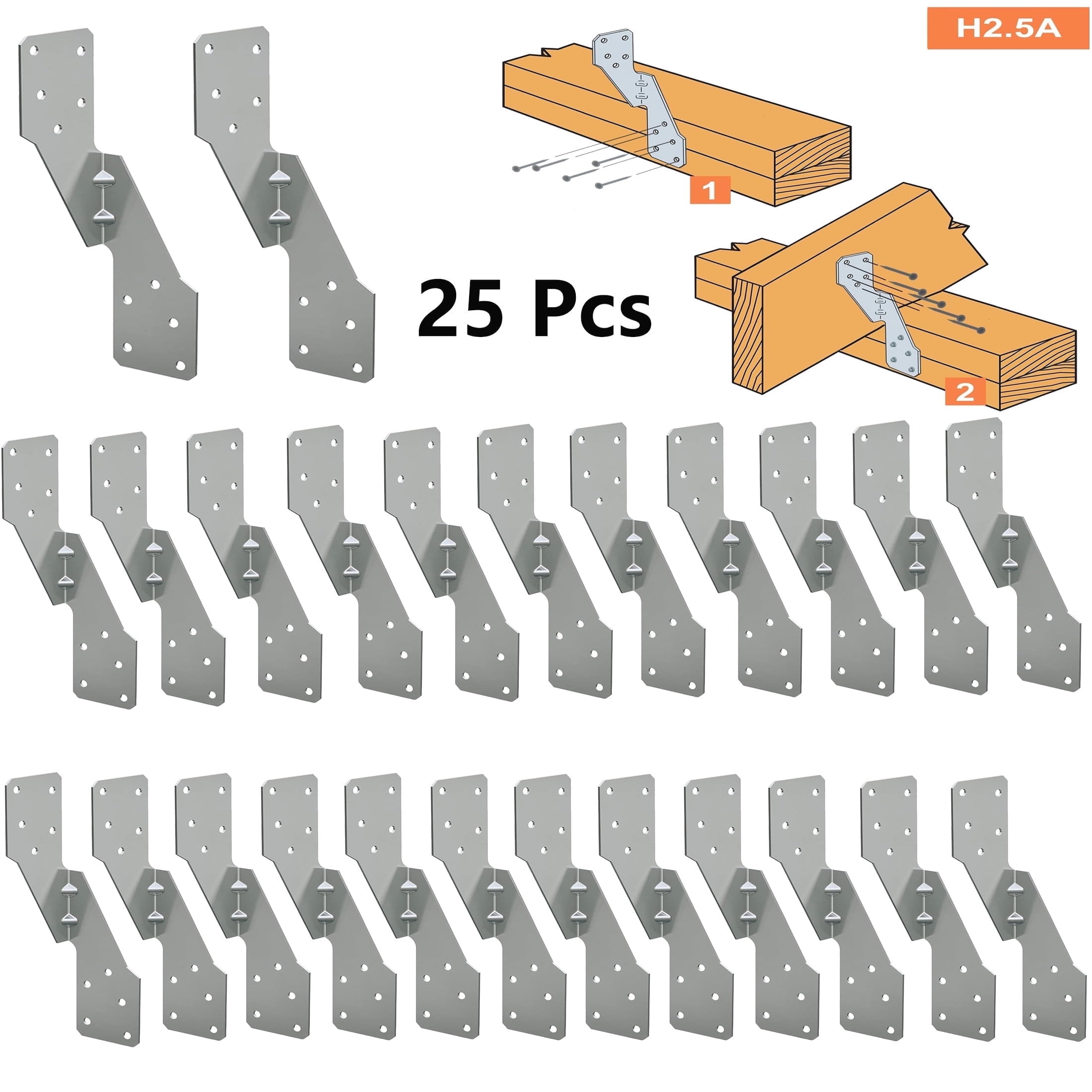 25 Pack H2.5A Strong Hurricane Ties, Silver Hurricane Straps Brackets ...