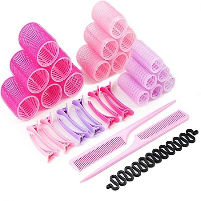 25-Pack Hair Rollers, Clips, Comb with Dividers, Hair Rollers Bow Ties ...