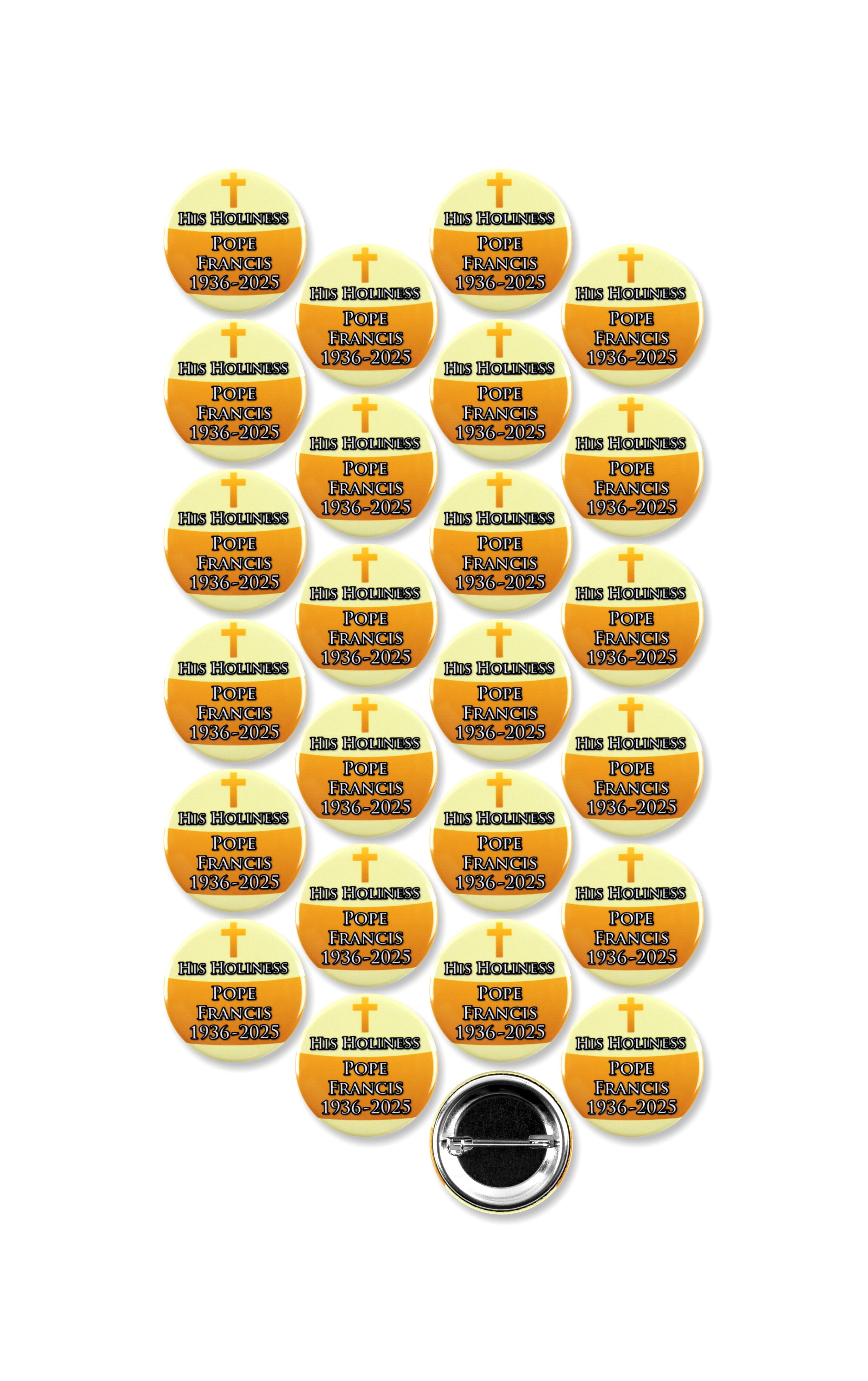 25 Pack - Honoring His Holiness Pope Francis Memorial Catholic Pinback ...