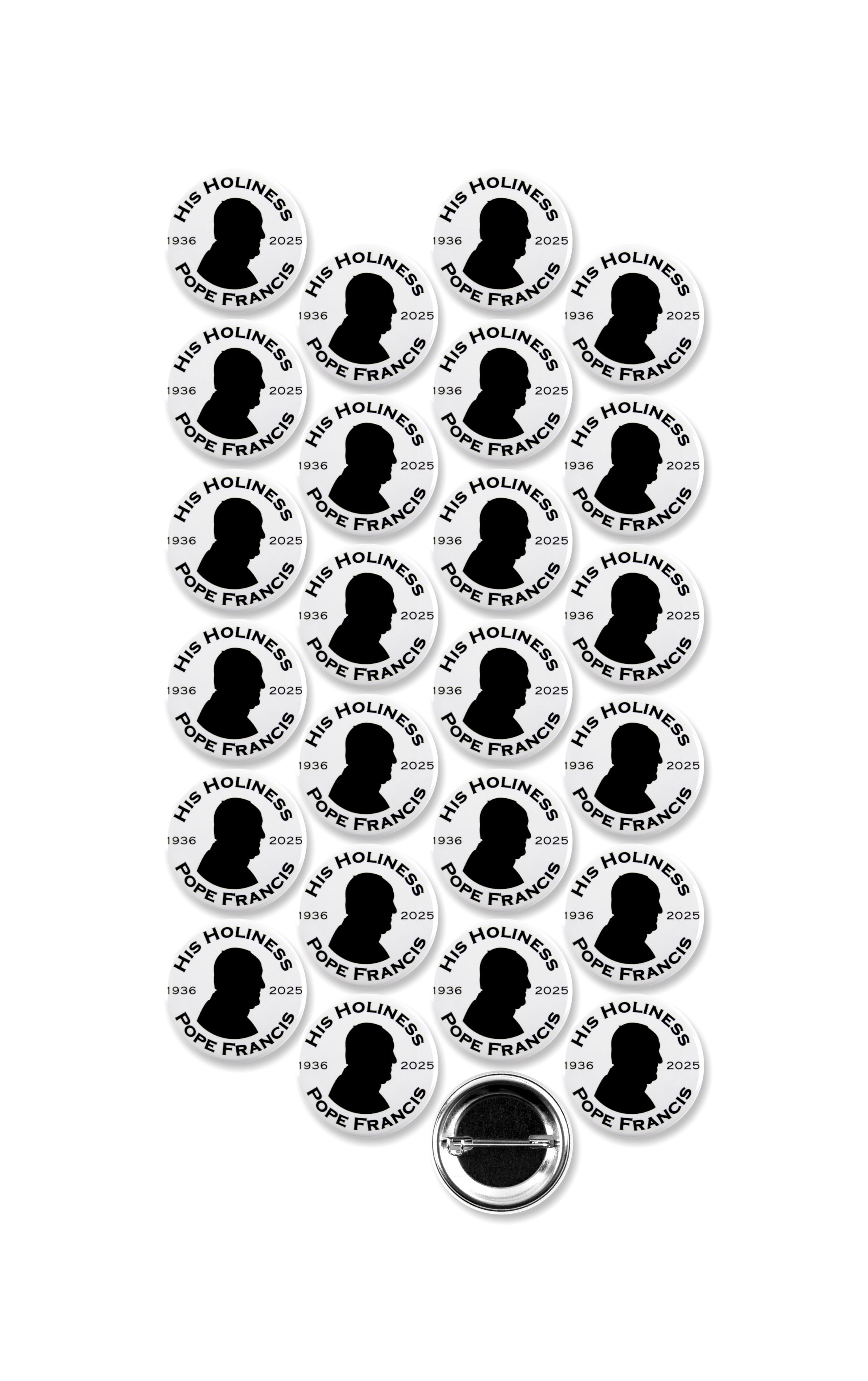 25 Pack - Honoring His Holiness Pope Francis Memorial Silhouette Catholic Pinback Buttons - 1.5 ...