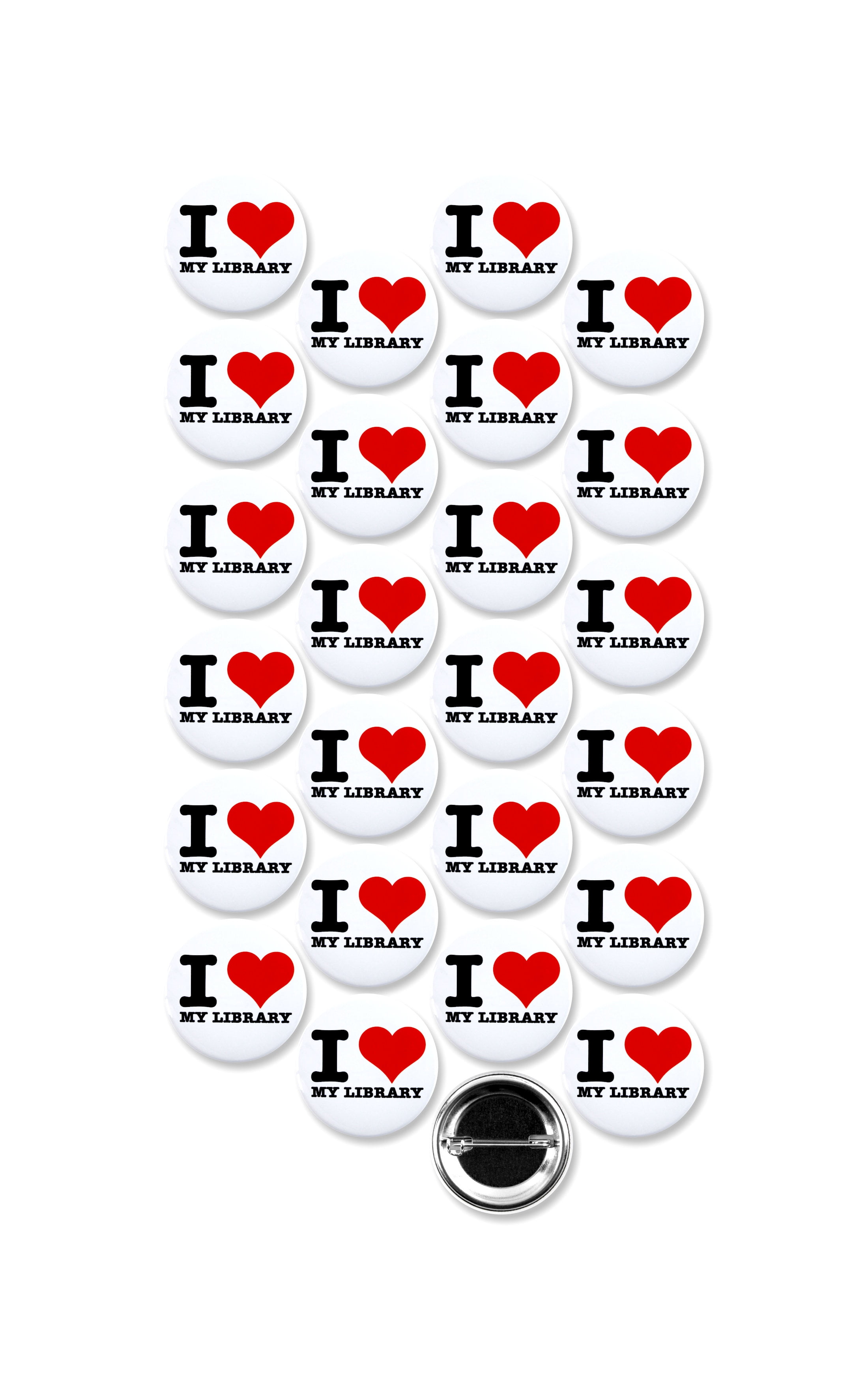 25 Pack - I "Heart" Love My Library Pinback Button Badges - 1.5 Inch ...