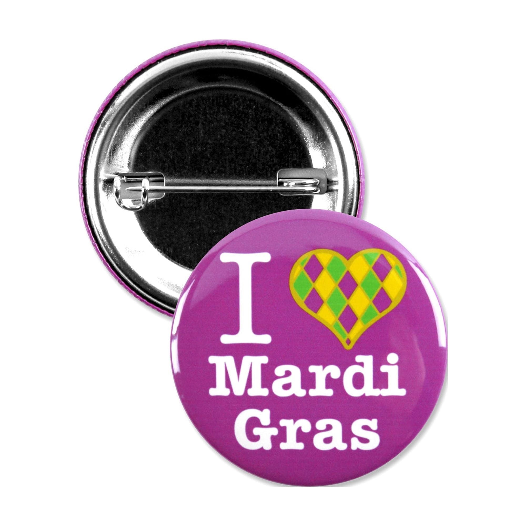 25 Pack - I Love 'Heart' Mardi Gras - Pinback Button Badges - 1.5 Inch ...