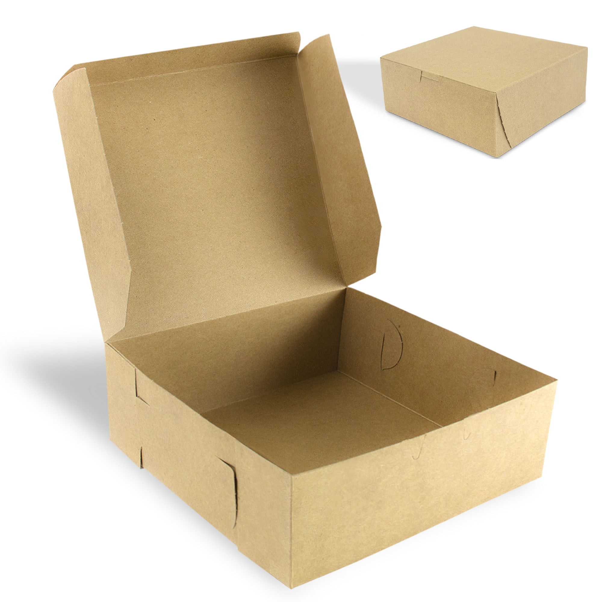 [25 Pack] Kraft Bakery / Pie Box 8 x 8 x 3 Inch - Brown Paper Cardboard ...