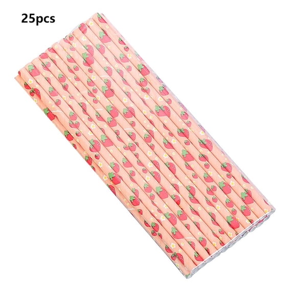 25-Pack Light Strawberry Disposable Paper Straws - Biodegradable, FDA ...