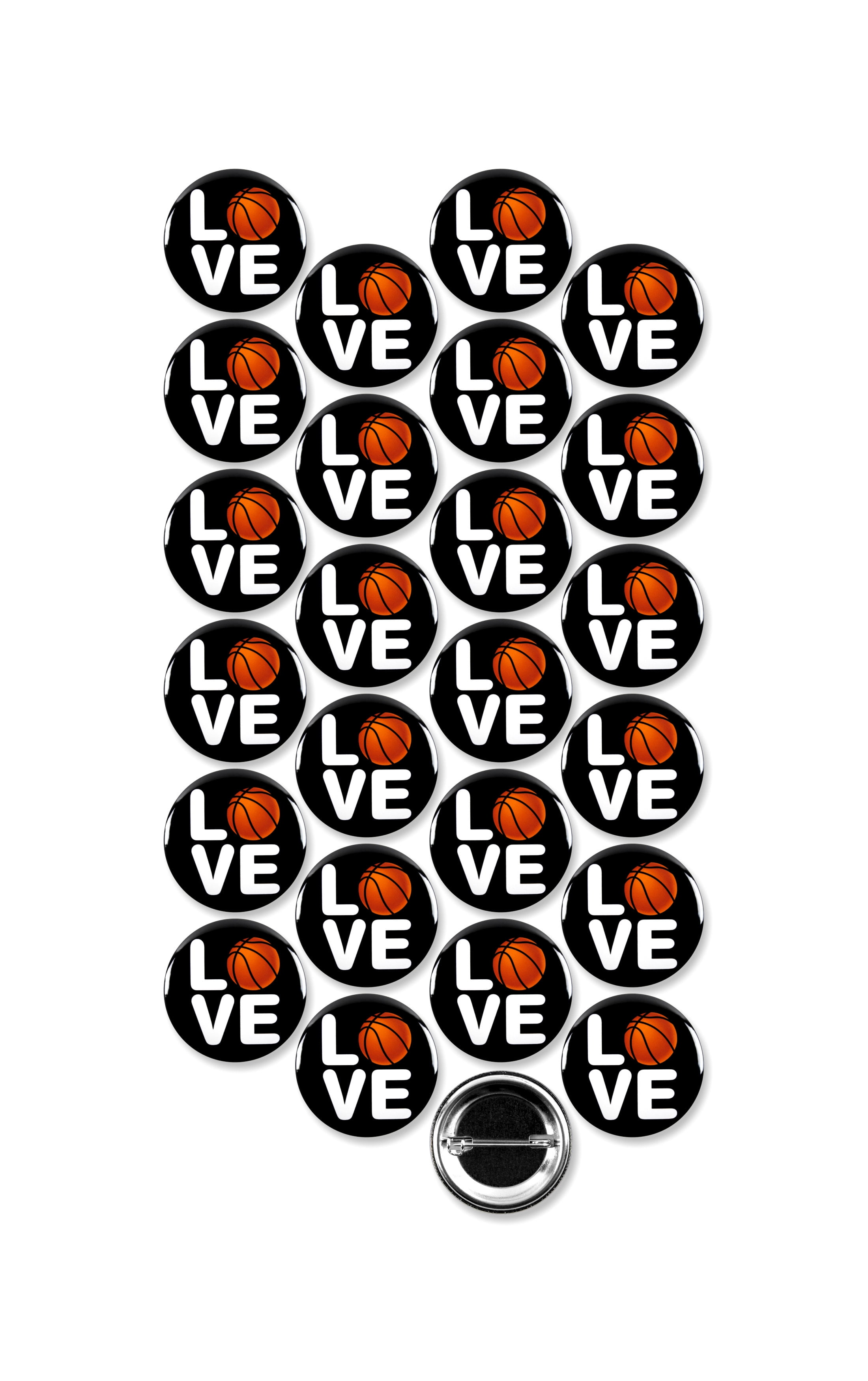 25 Pack - Love Basketball Pinback Buttons - 1.5 Inch - Walmart.com