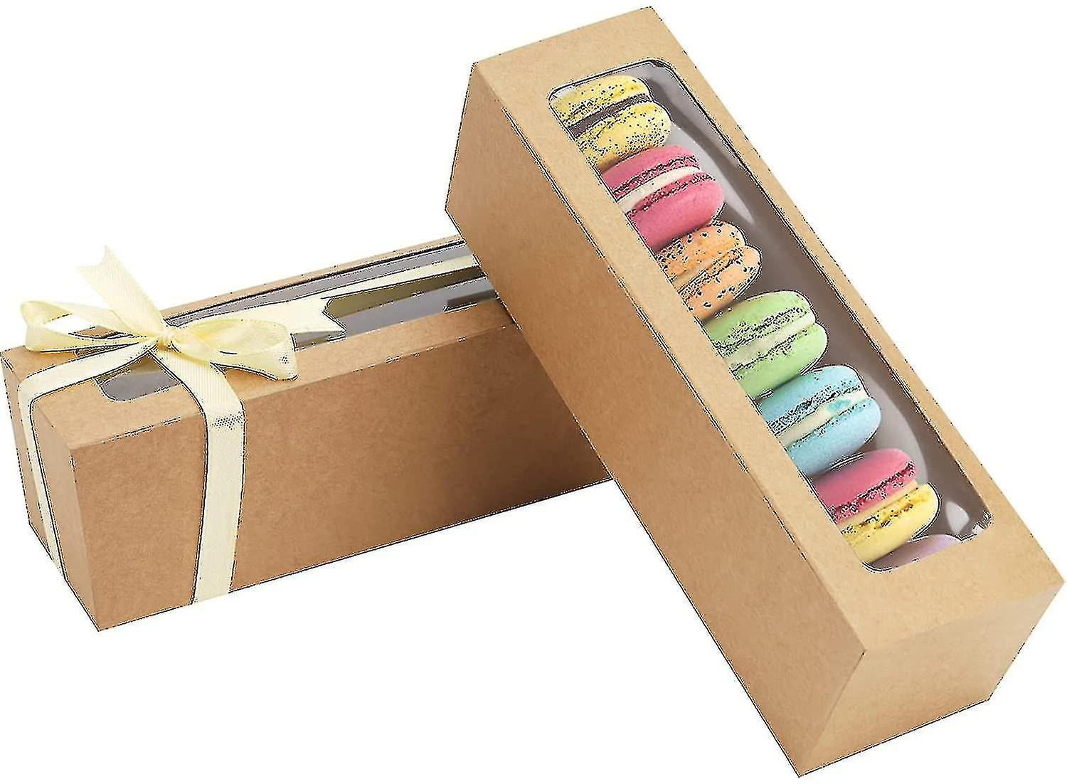25 Pack Macaron Box With Clear Window Macaron Boxes With Ribbon For Packaging Fit In 6 Macaron