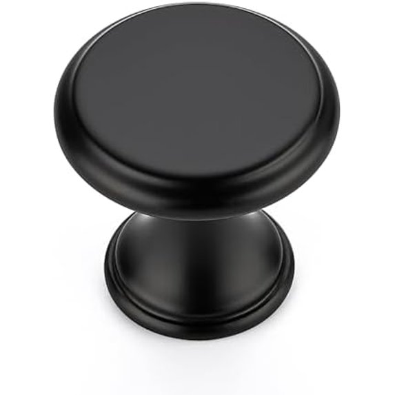 25 Pack Matte Black Kitchen Cabinet Knobs, Solid Black Pulls Zinc ...