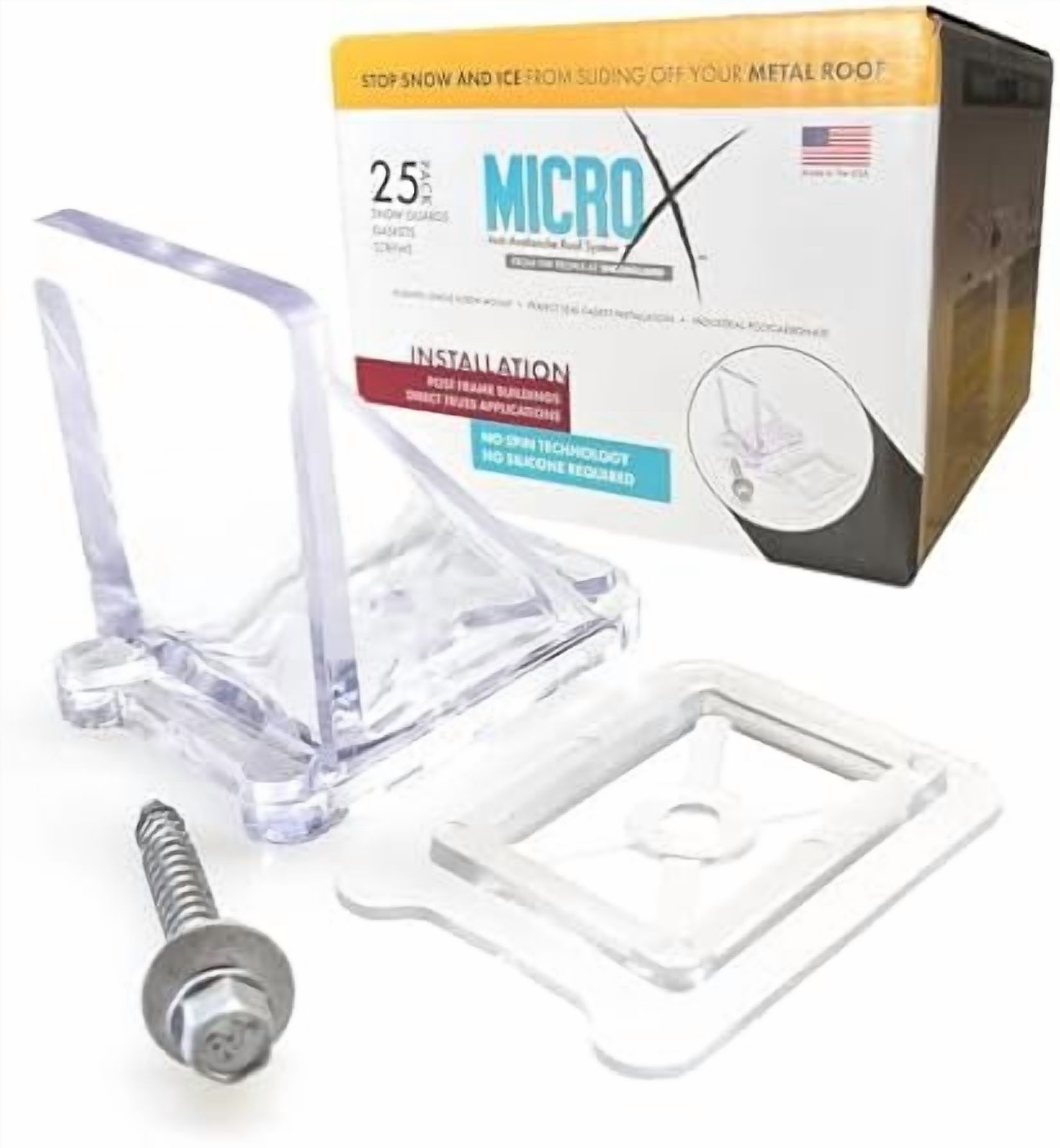 25 Pack Micro X Snow Guards for Metal Roofs – Single Screw Mount with ...