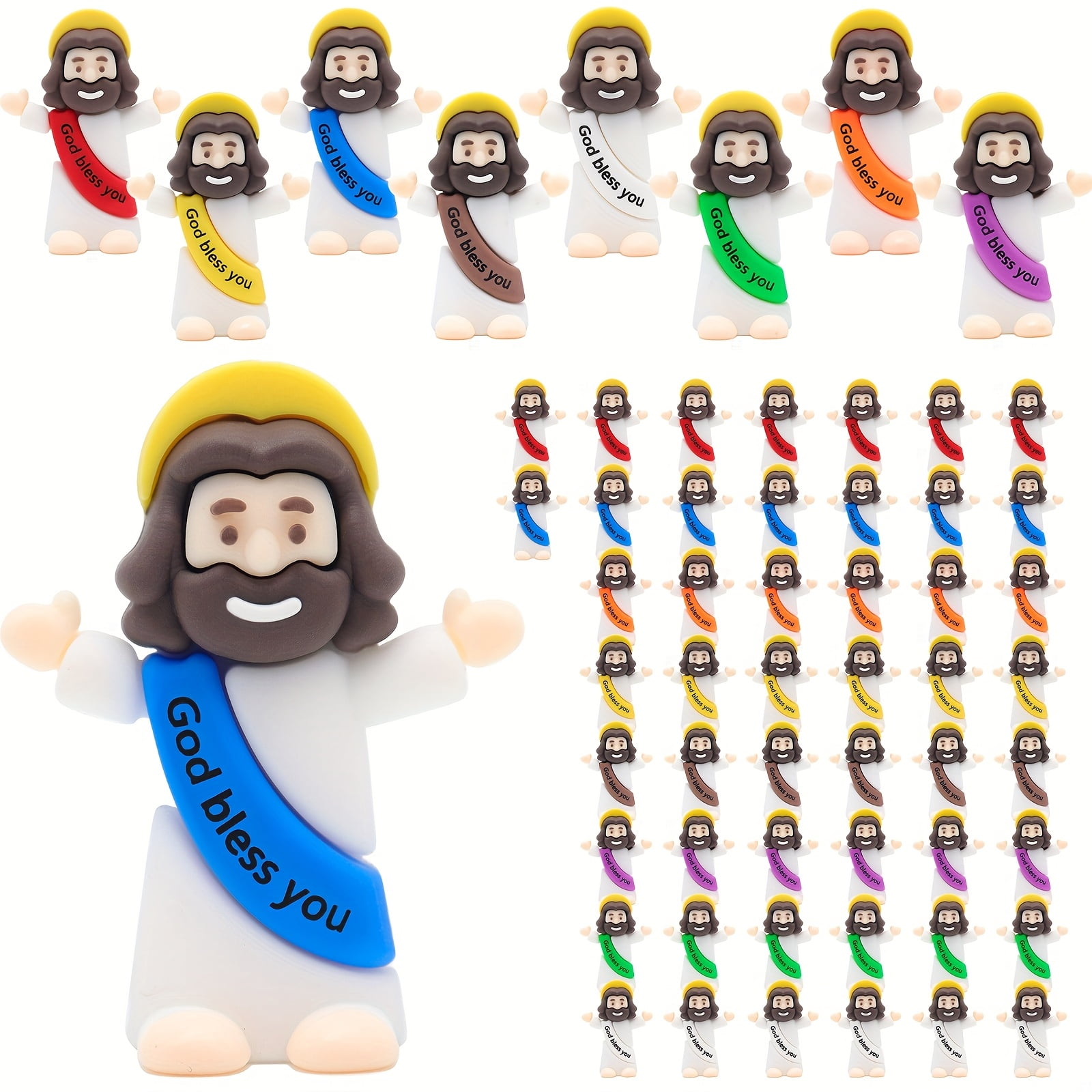 25-Pack Mini Jesus Figurines – Colorful Christian Keepsakes with “God ...