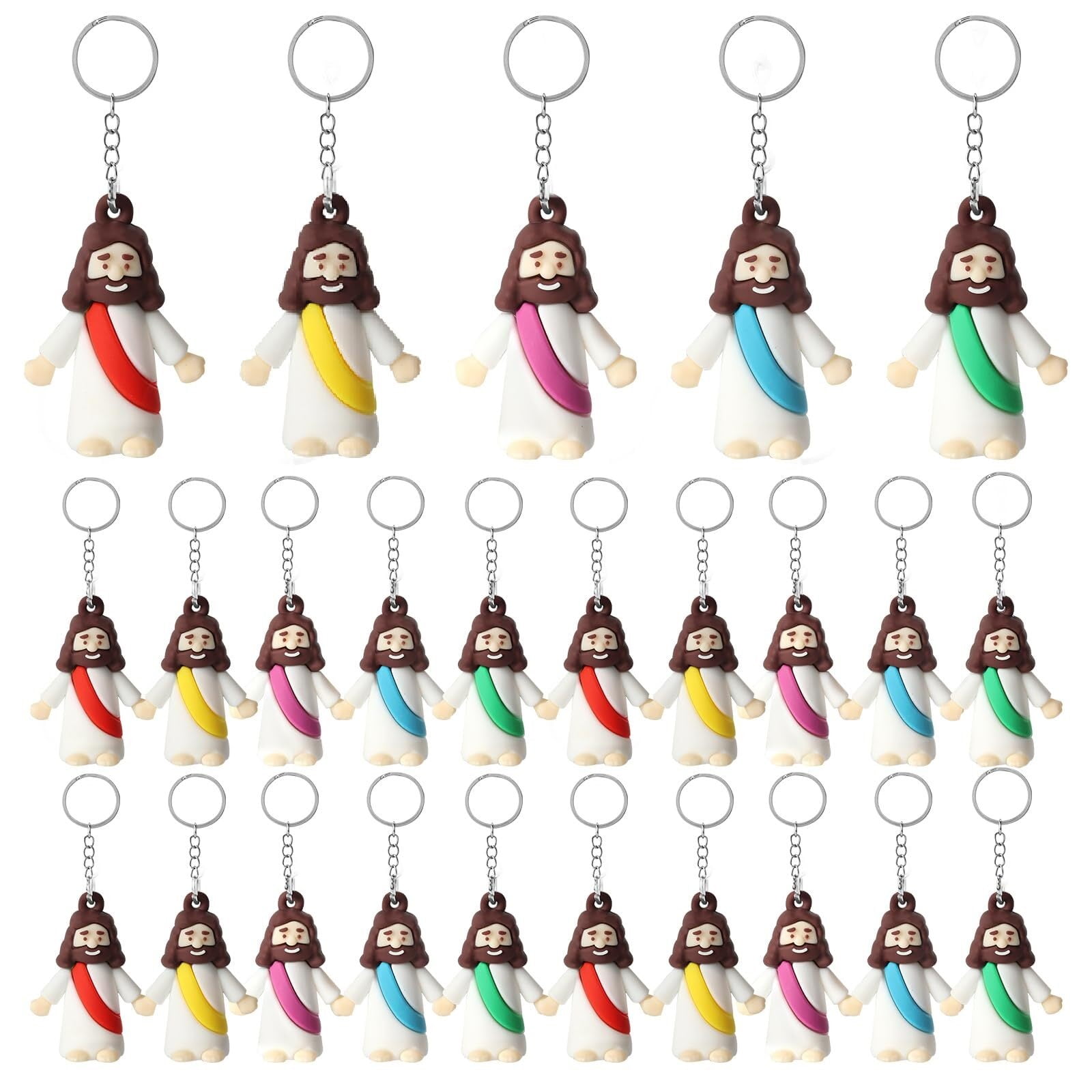 25 Pack Mini Jesus Figurines Keychains, Christian Little Jesus Toys ...