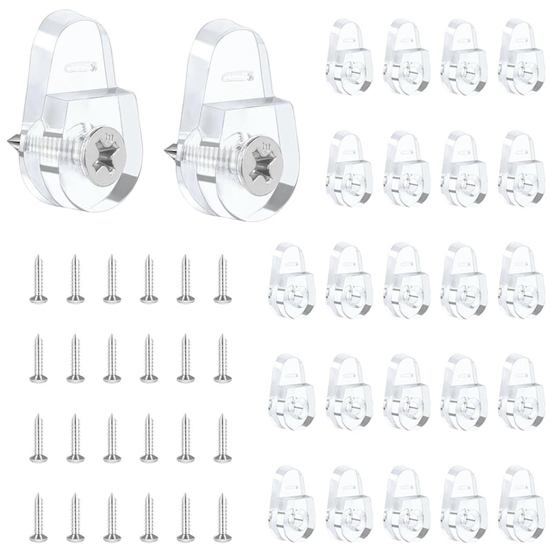 25 Pack Mirror Mounting Clips Kit, Clear Mirror Mounting Clips ...