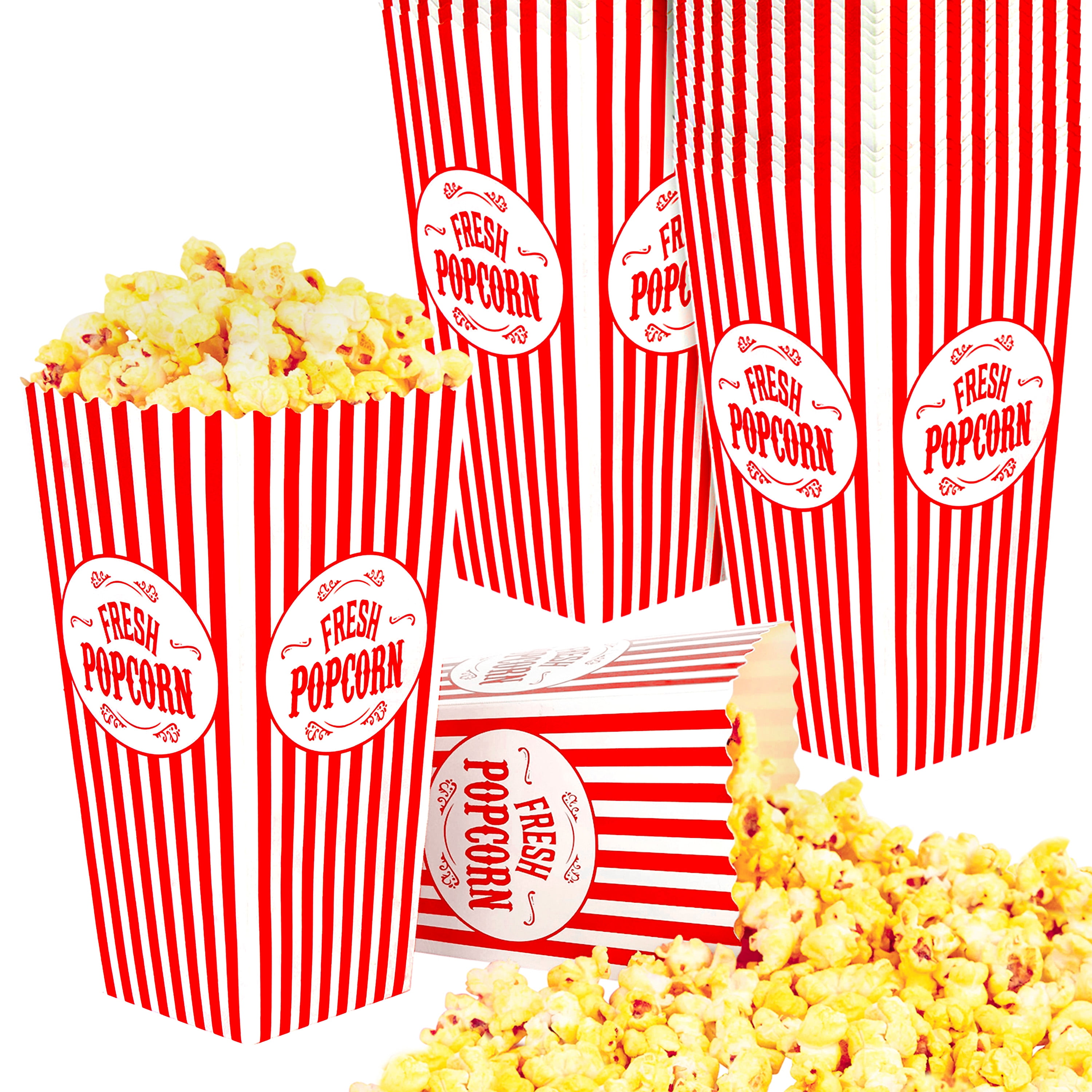 [25 Pack] Movie Theater Popcorn Boxes Disposable Red & White Striped ...