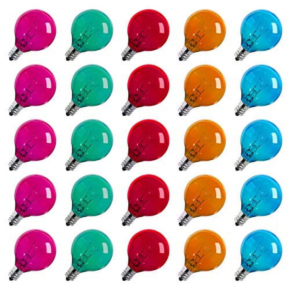 25-Pack Multicolor G40 Christmas Replacement Light Bulbs, UL Listed 5 ...