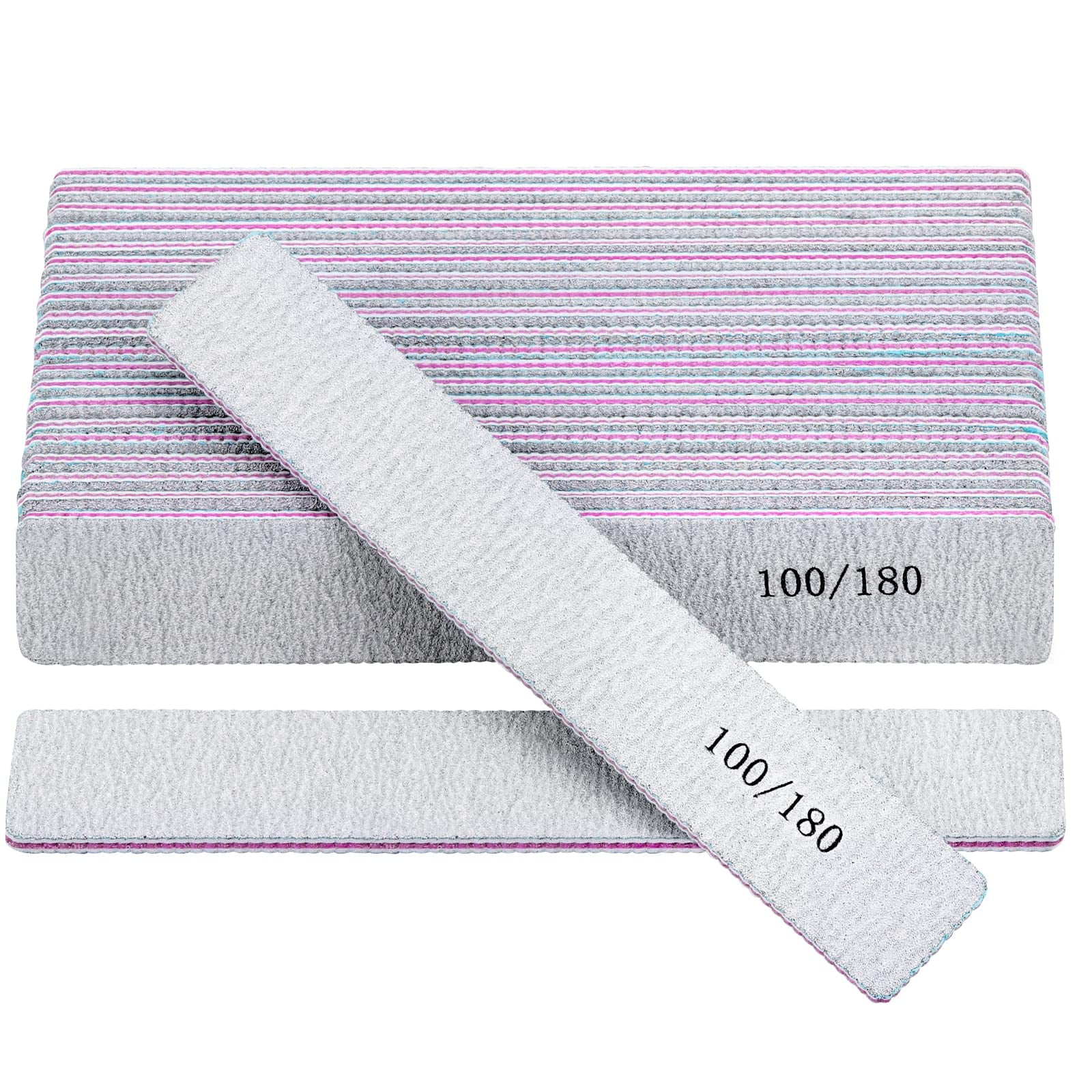 25 Pack Nail Files for Acrylic Nails 100/180 Grit Double Sides Emery ...