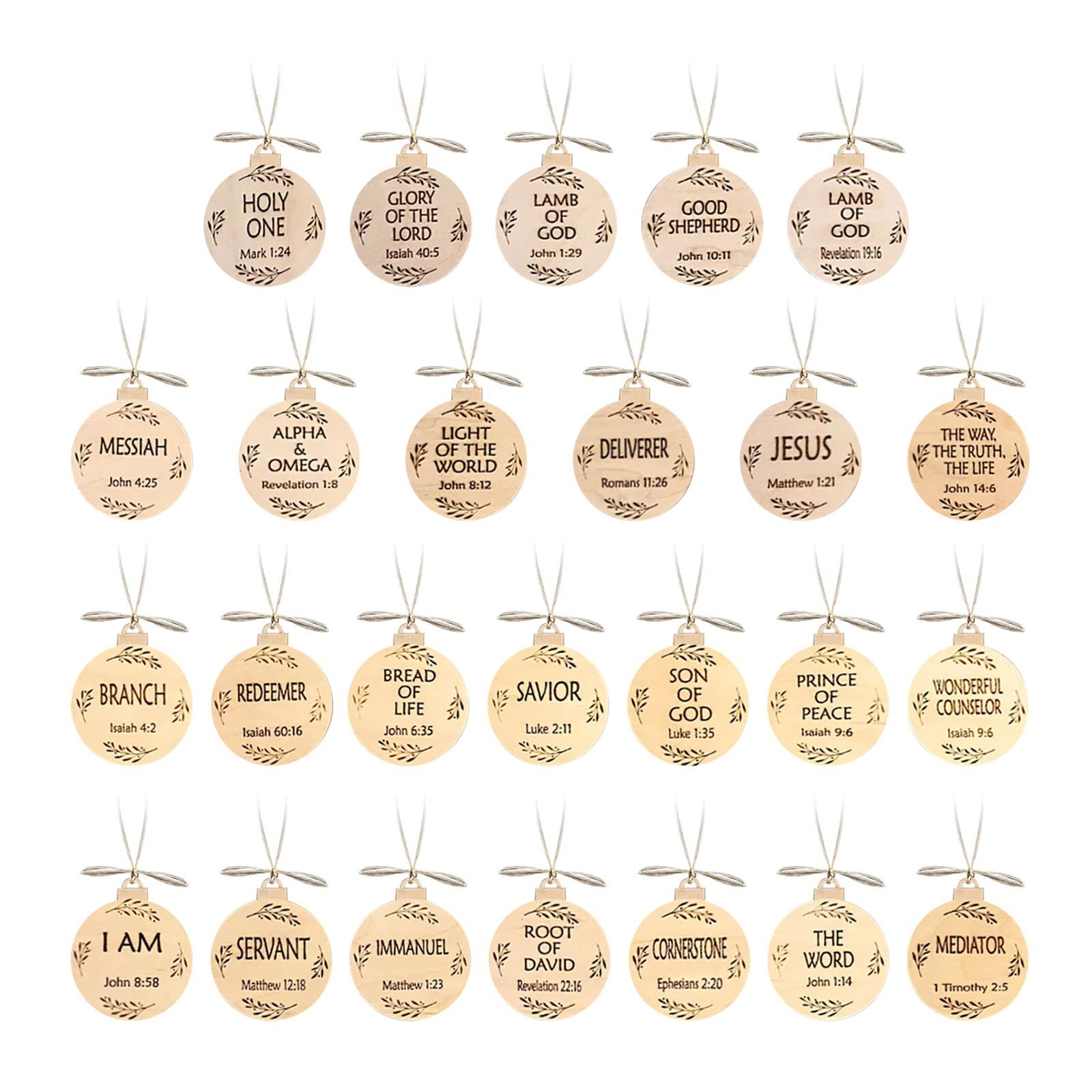 25 Pack Names of Jesus Ornaments, 5 cm / 2 inch Diameter | Name of ...