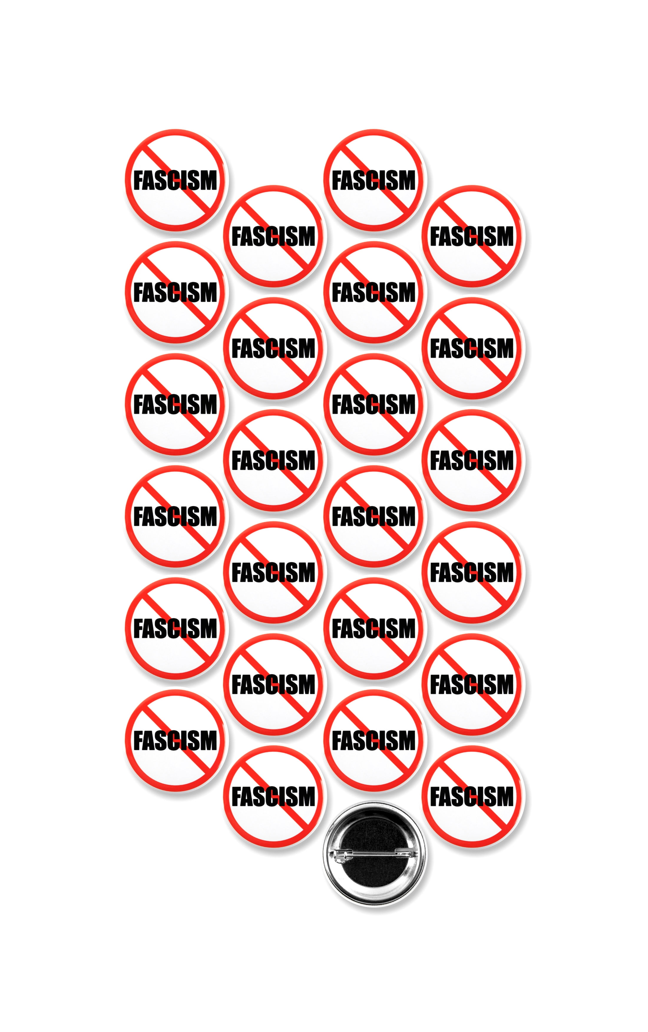 25 Pack - No Fascism Red Slash Political Activism Protest Pinback ...
