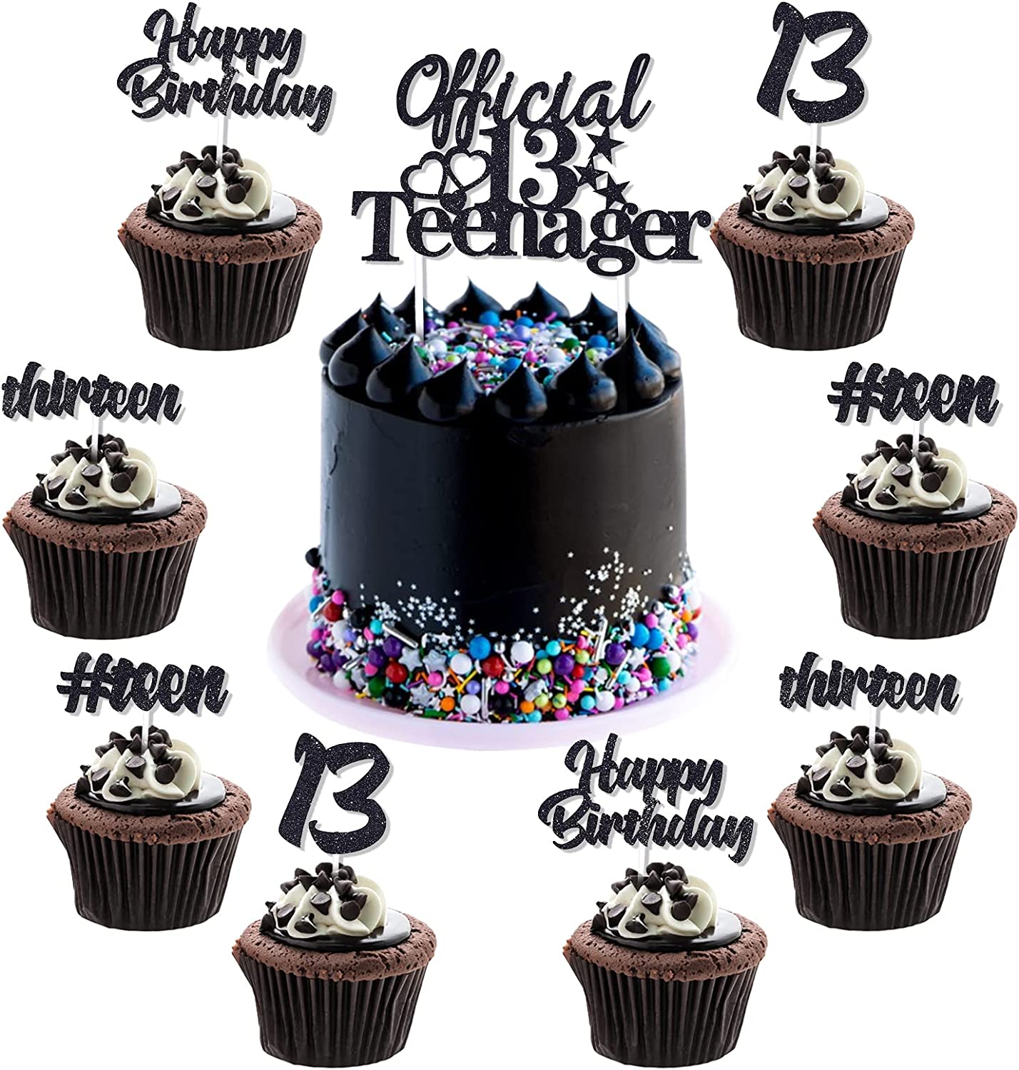 25 Pack Official Teenager 13th Birthday Cake Decorations, Official 13 ...