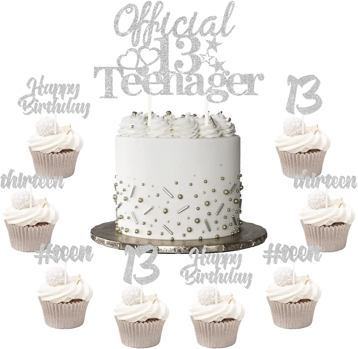25 Pack Official Teenager 13th Birthday Cake Decorations, Official 13 ...