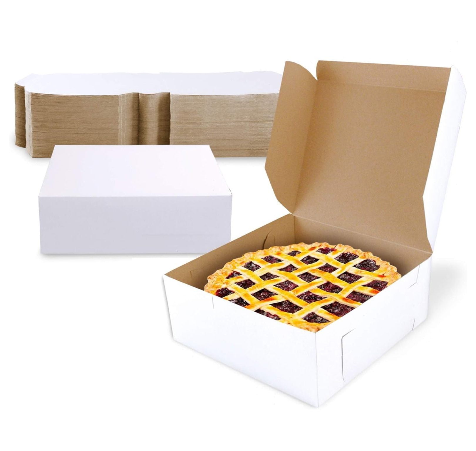 [25 Pack] Pastry Boxes - 7 x 7 x 3 Inches White Bakery Box for Cookies ...