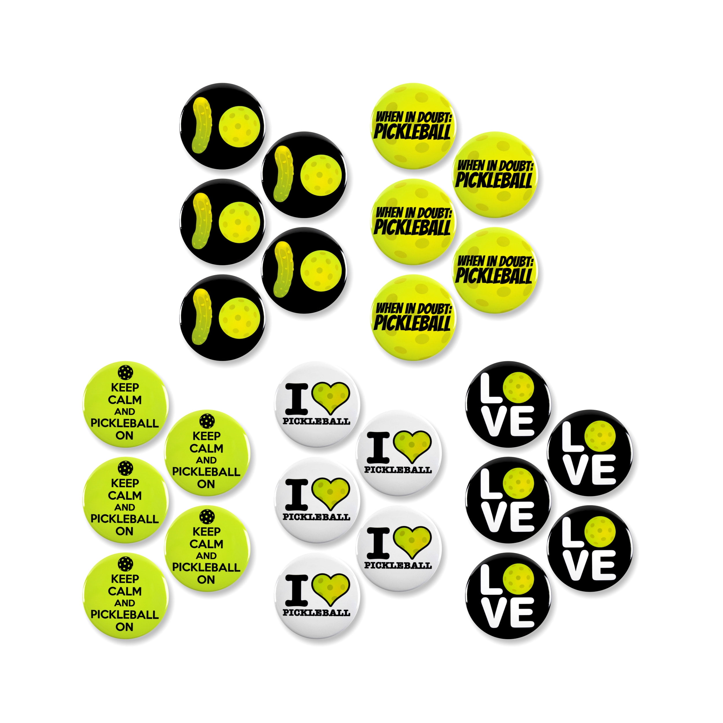 25 Pack - Pickler Preferred Perfect Petite Pickleball Pinback Buttons ...