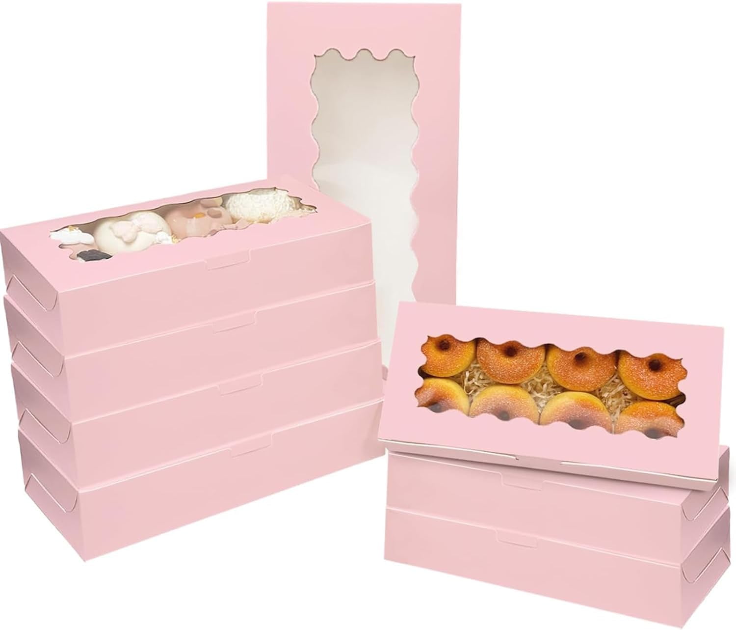 25-Pack Pink Bakery Boxes with Windows: Ideal for Weddings, Birthdays ...