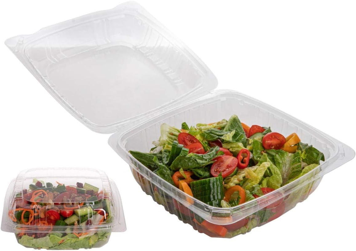 25 Pack Plastic Clamshell Food Containers - Hinged To Go Containers - 8 ...