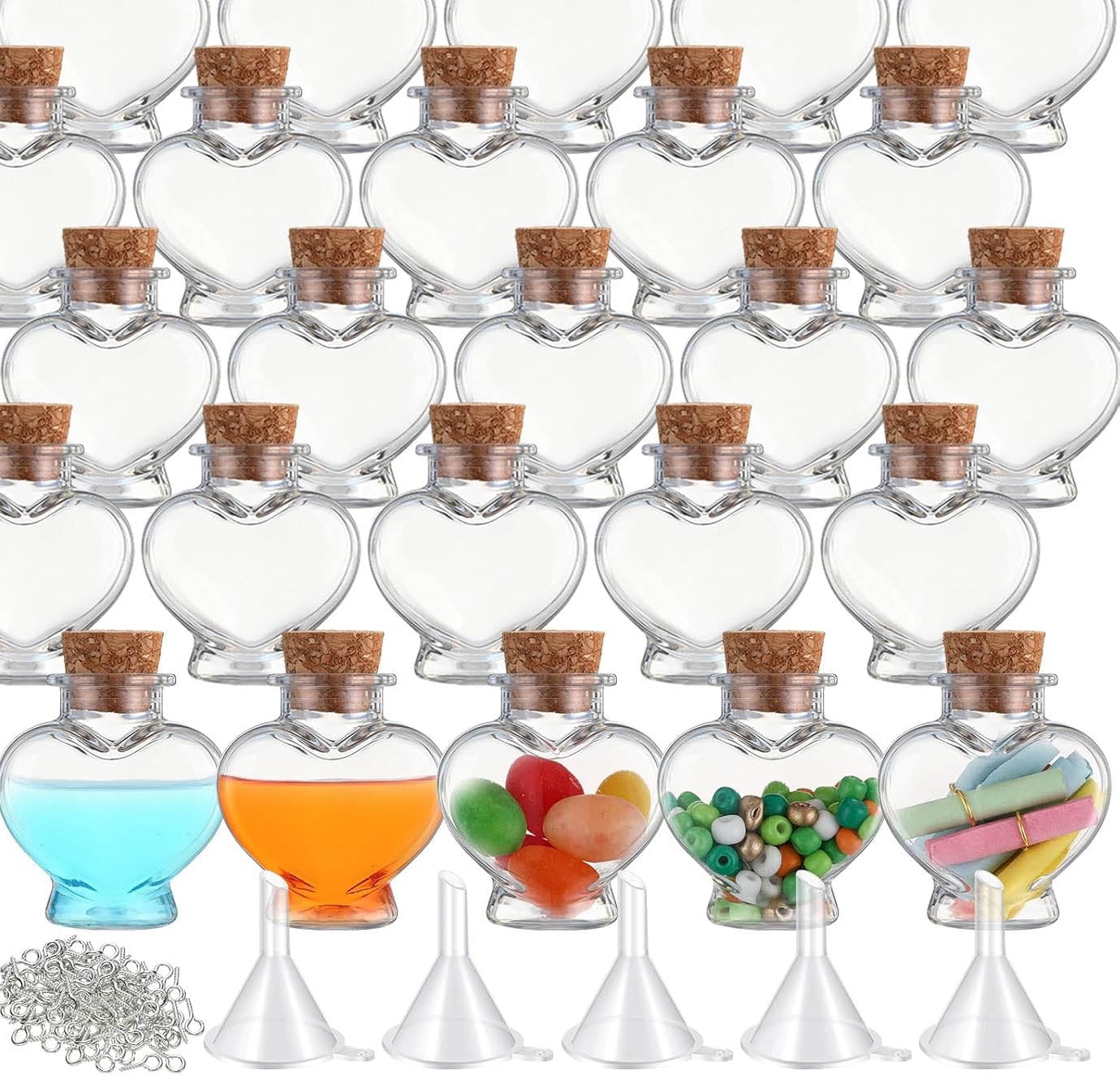 25 Pack Plastic Mini Potion Bottles with Corks, Small Sand Art Jar Tiny ...