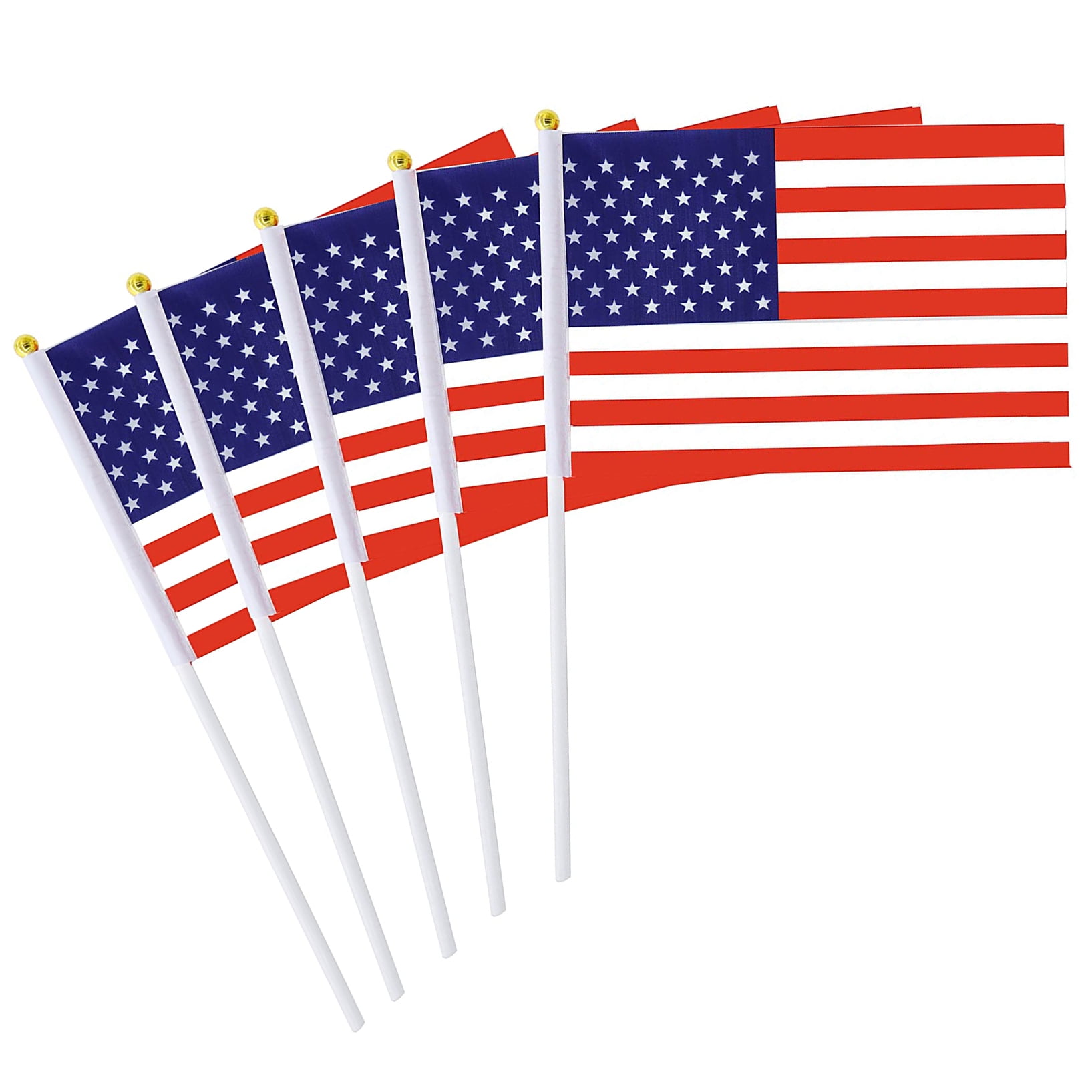 25 Pack Pre-Assembled Hand Held Small Mini Flag USA US Patriotic ...
