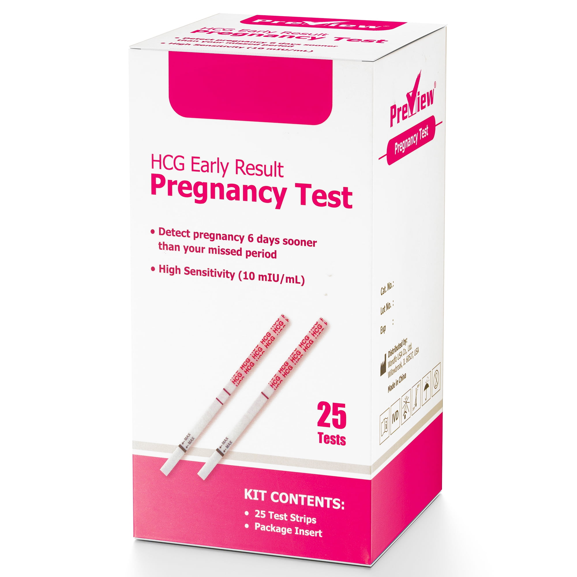 25 Pack Pregnancy Test Strips Early Detection, 10 MIU/ML, Rapid and ...