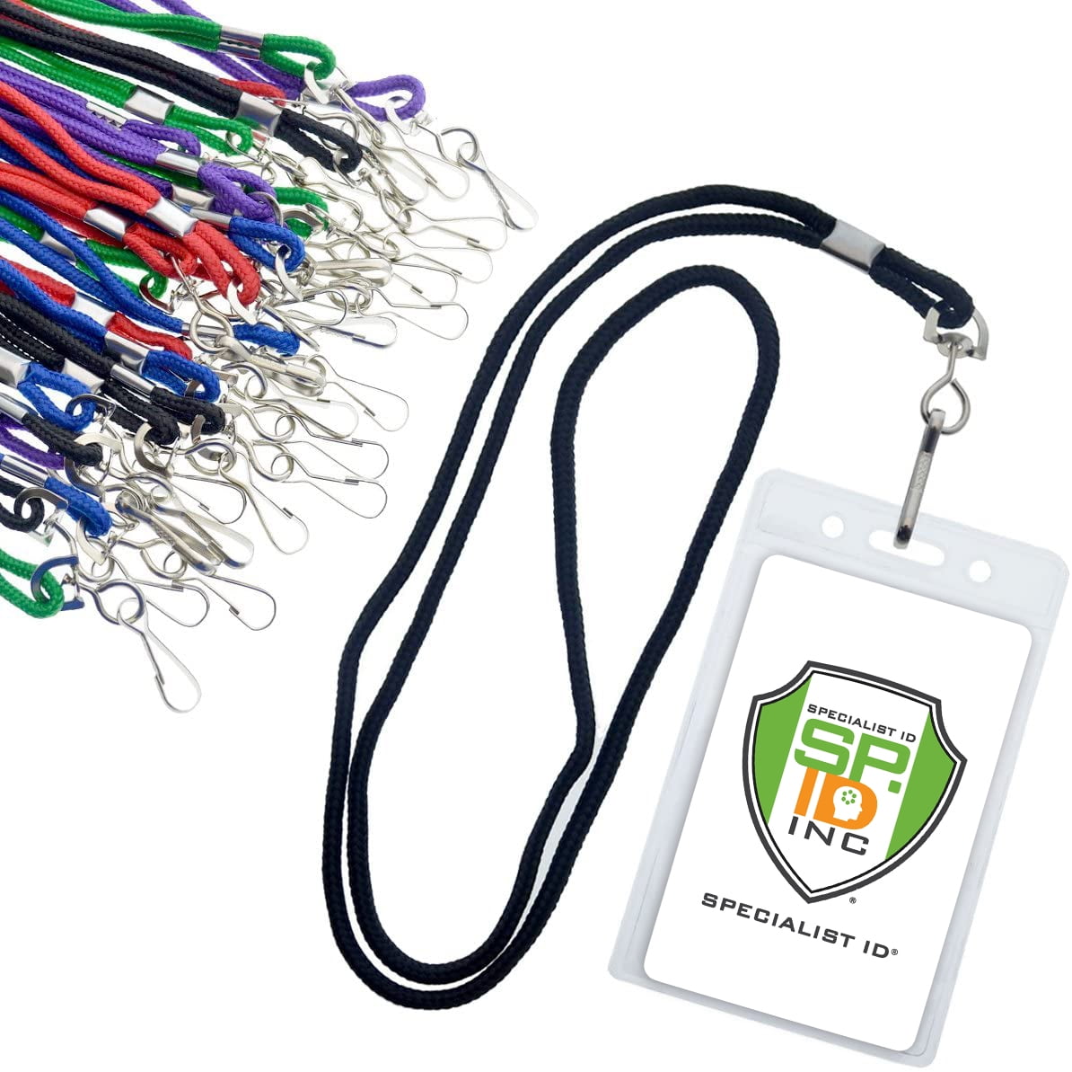 25 Pack Premium Name Tag Badge Holders with Lanyards - Vertical Clear ...