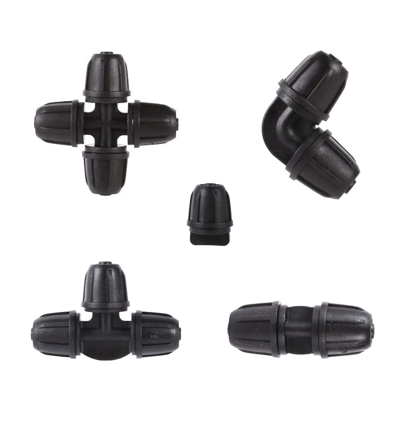 25-Pack Quick-Connect Locking 1/4" Drip Irrigation Tee, Elbow, Cross ...
