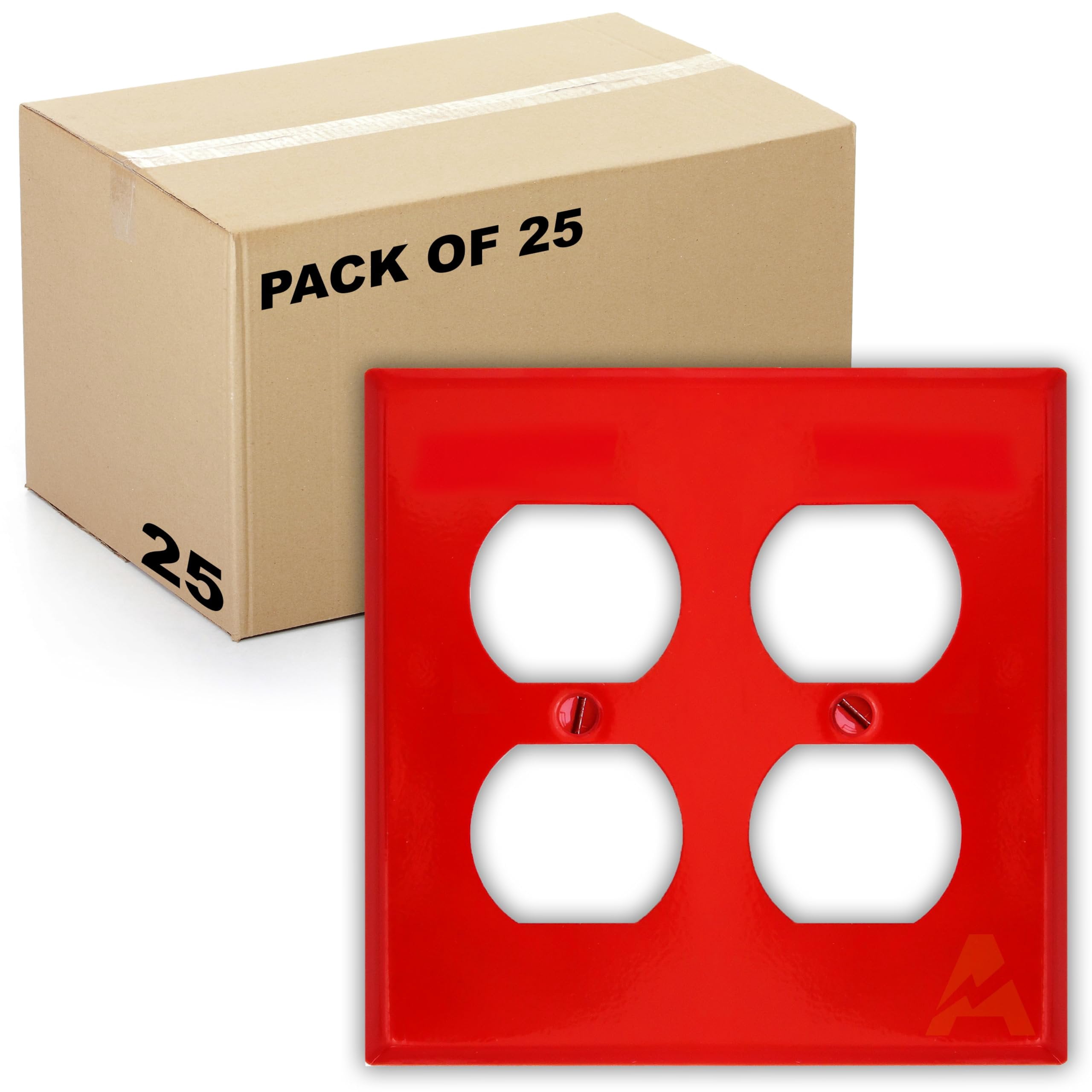25 Pack Red Metal Duplex Receptacle Covers, Highly Visible Red Duplex ...