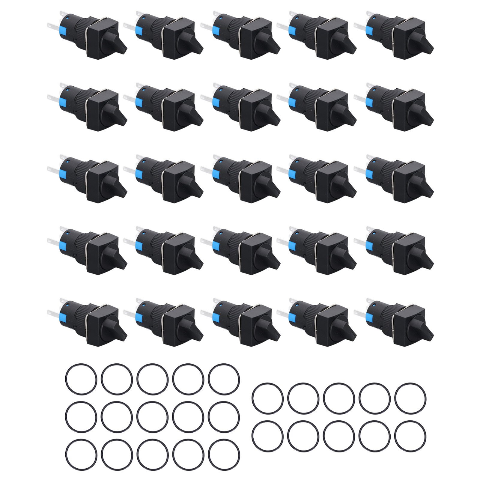25-Pack Self-Locking Rotary Switch Knobs, 2-Position Square Selector ...