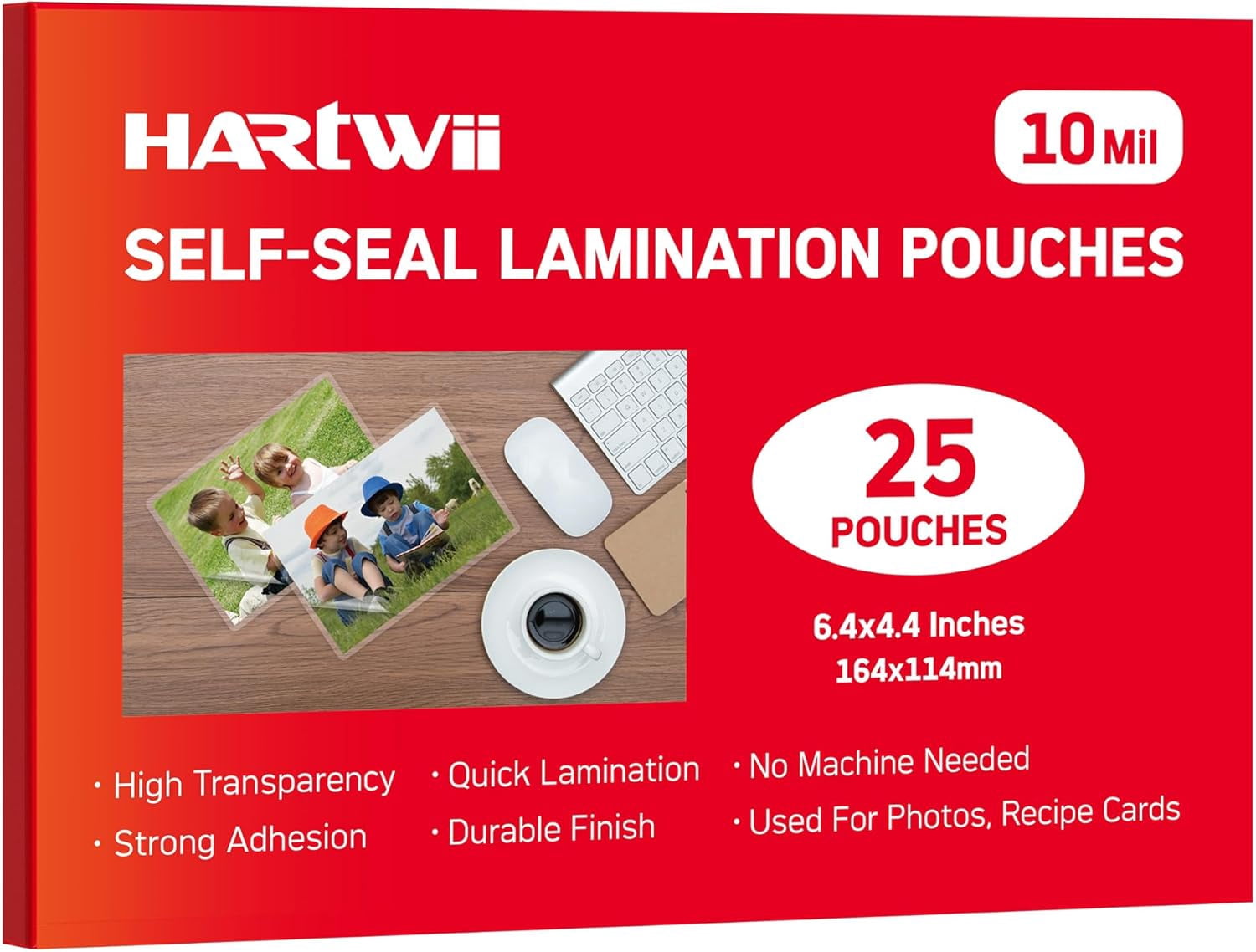 25 Pack Self-Sealing Laminating Pouches 4x6 Inch,10 Mil Thick Double ...
